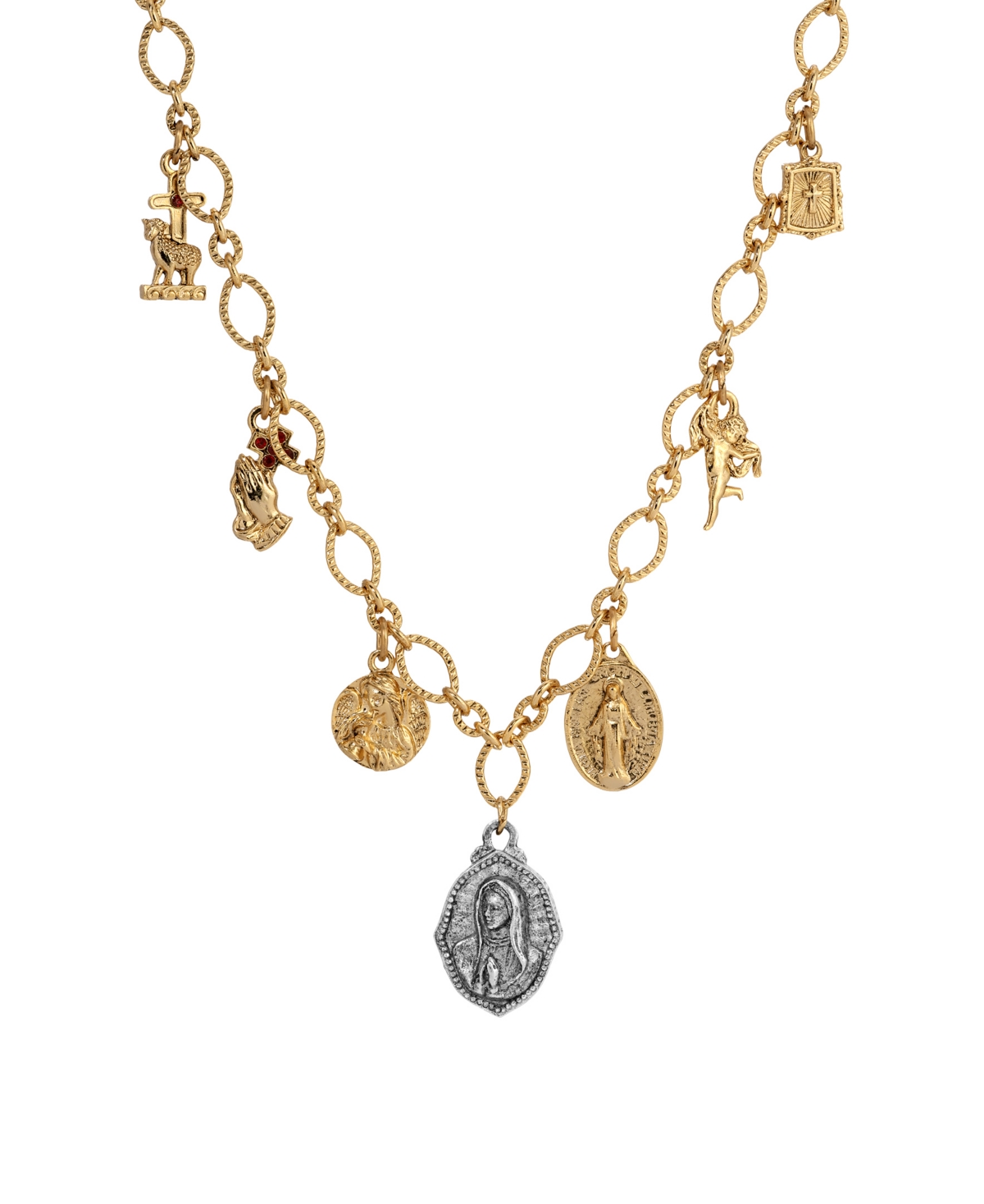 Click here for Symbols of Faith Gold-Tone Multi Charm Faith 16 Ne... prices