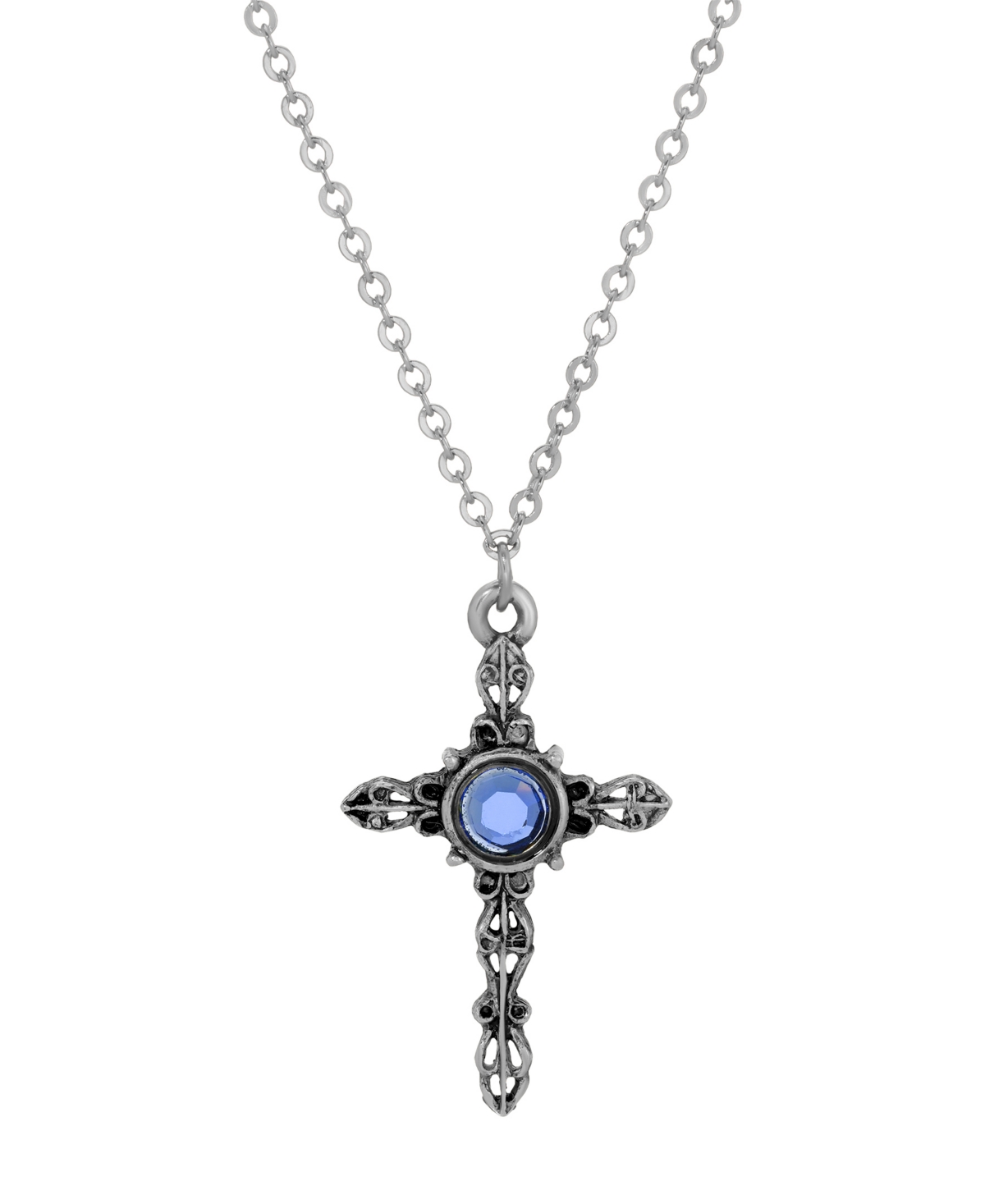 Click here for Symbols of Faith Silver-Tone Cross Center Sapphire... prices
