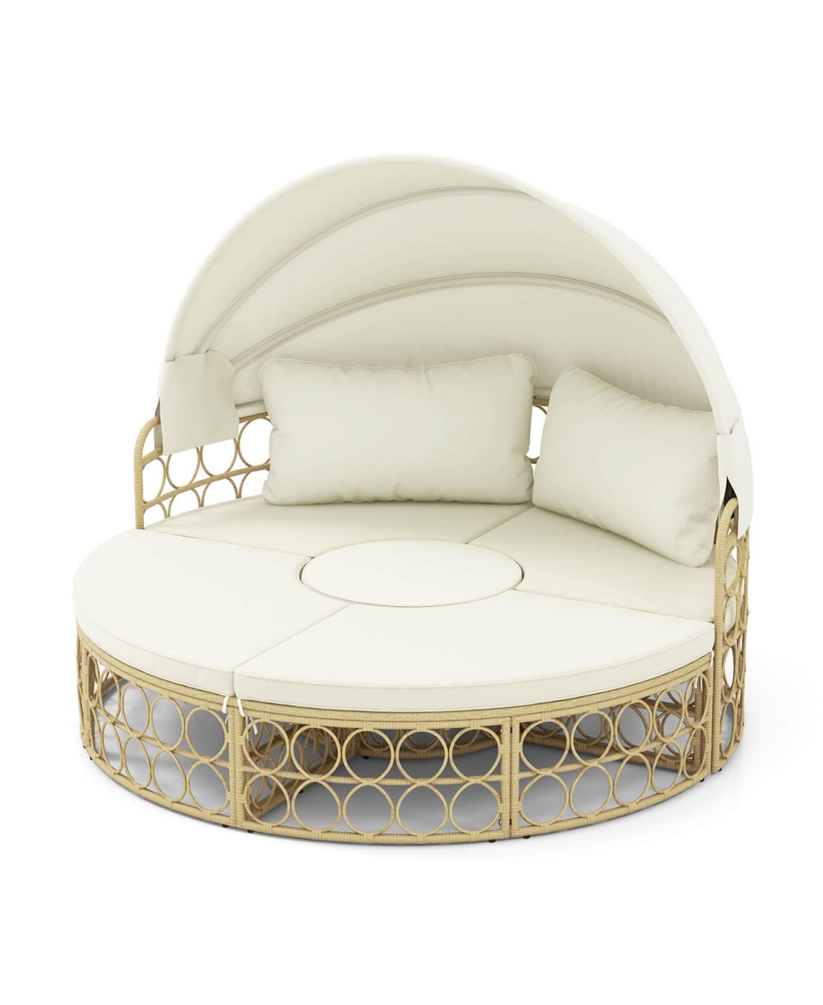 Click here for Gymax Round Daybed w/ Retractable Canopy Soft Cush... prices