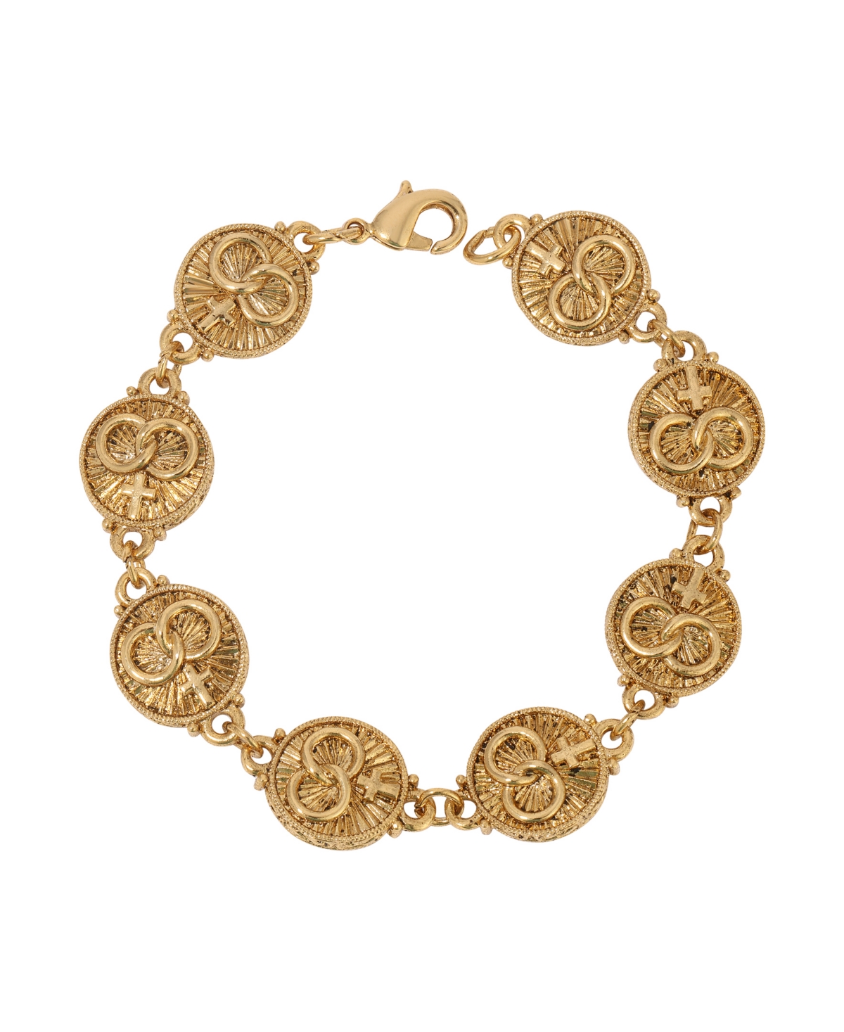 Click here for Symbols of Faith Gold-Tone Two Rings and Cross Med... prices
