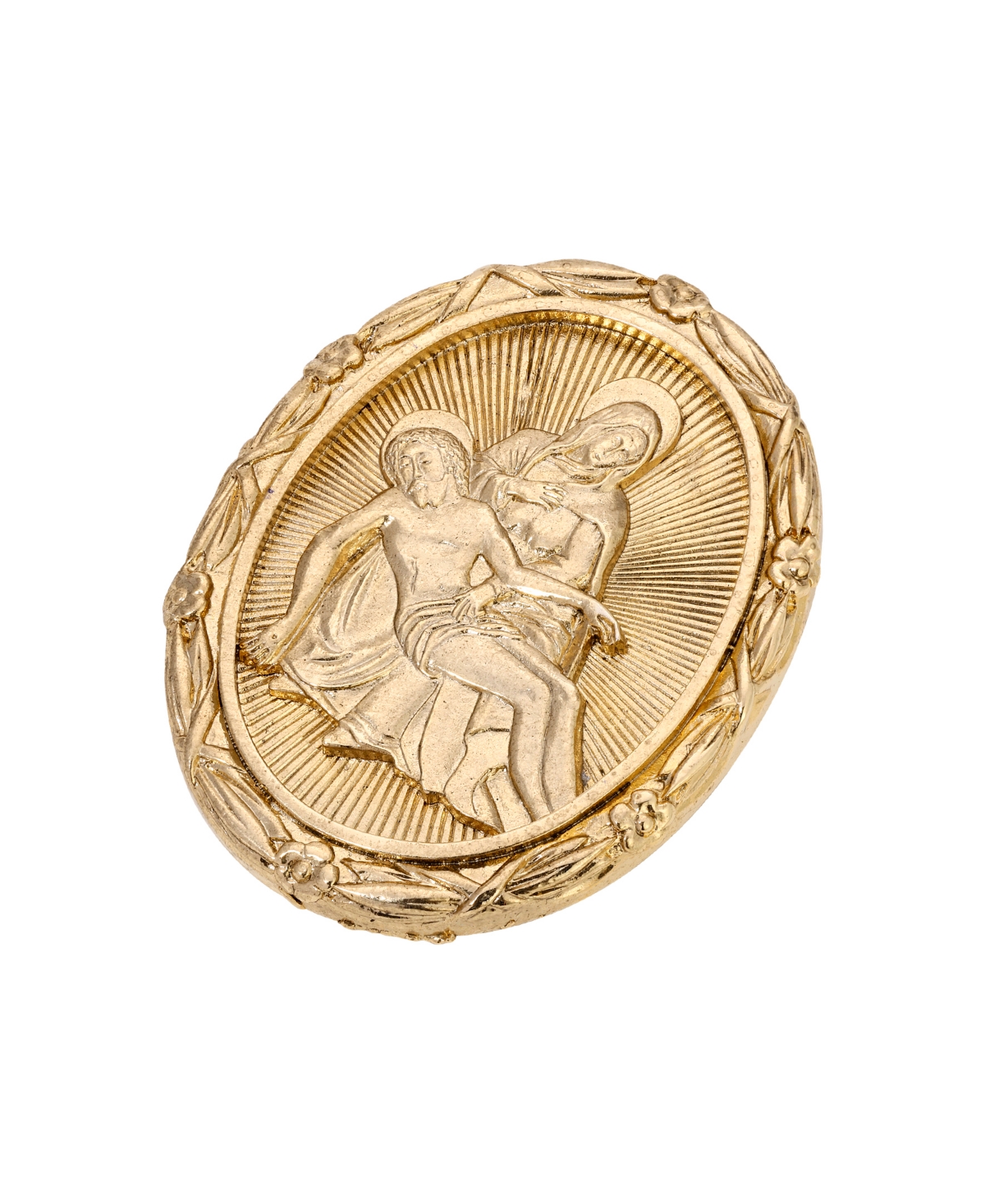 Click here for Symbols of Faith Gold Tone Jesus Mary Oval Pin - Y... prices