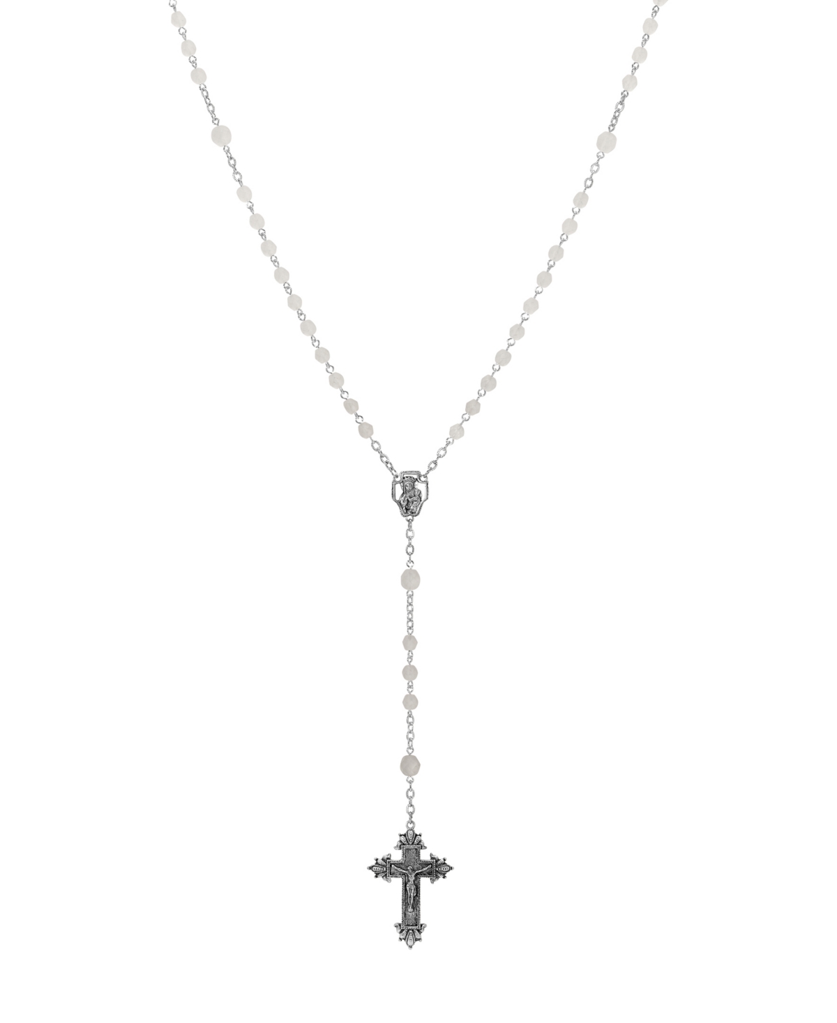 Click here for Symbols of Faith Silver-Tone Frosted Beaded Crucif... prices