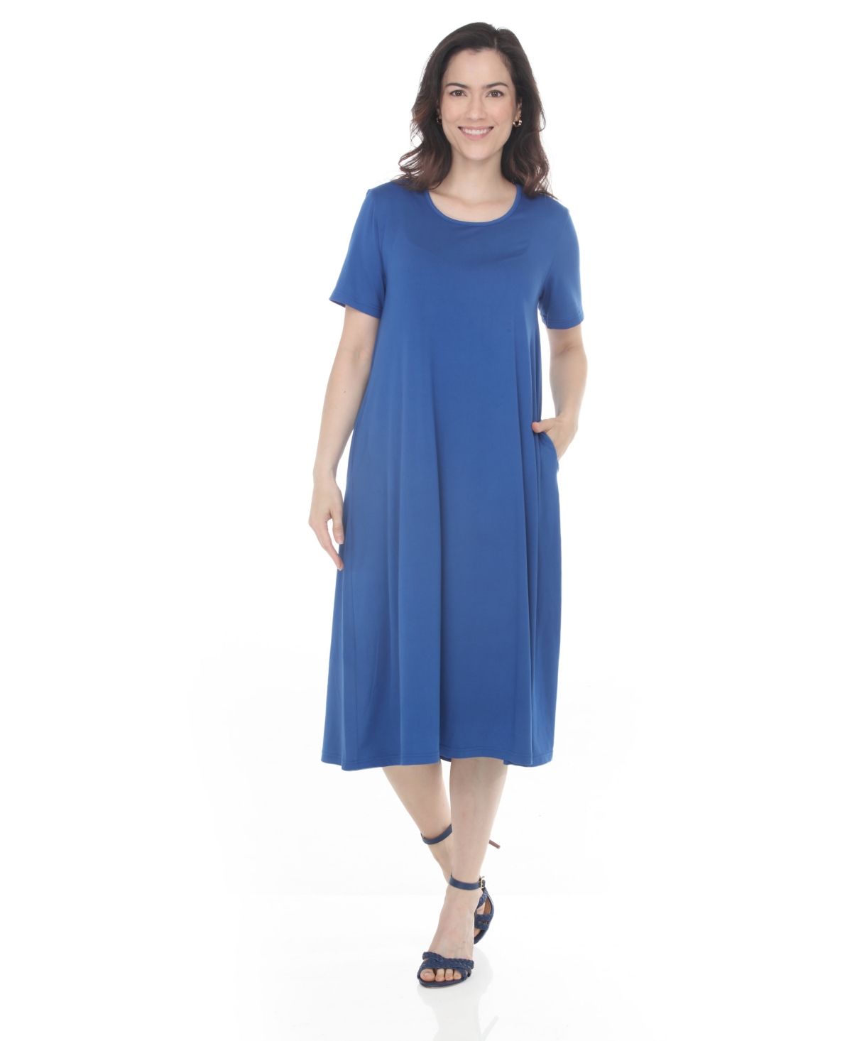 Click here for White Mark Womens Tee Swing Midi Dress - Blue prices