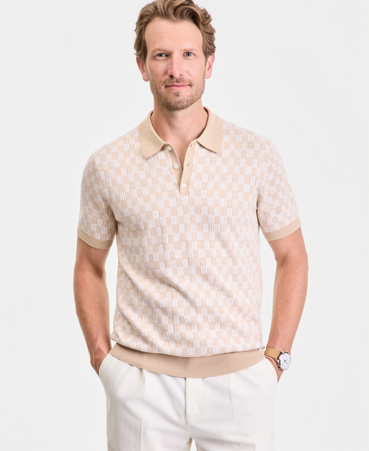 Click here for Club Room Mens Geometric Jacquard Short-Sleeve Swe... prices