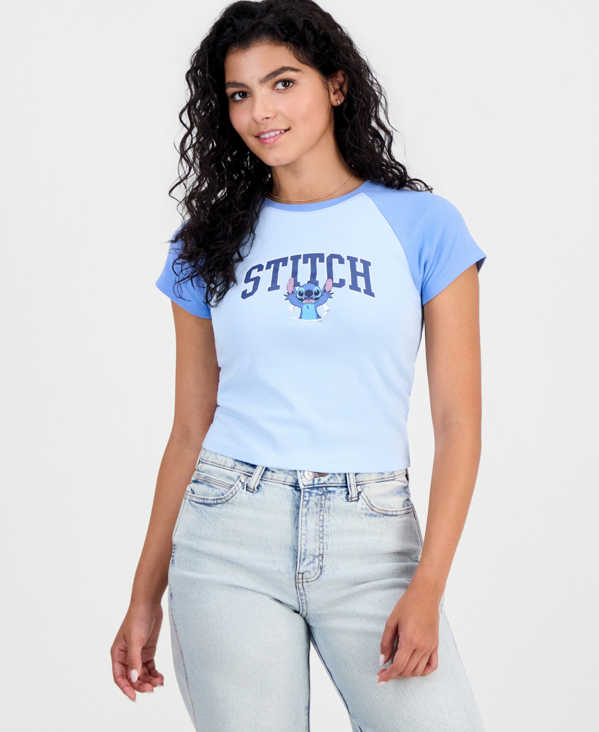 Click here for Disney Juniors Stitch Ribbed Crewneck Raglan Tee -... prices
