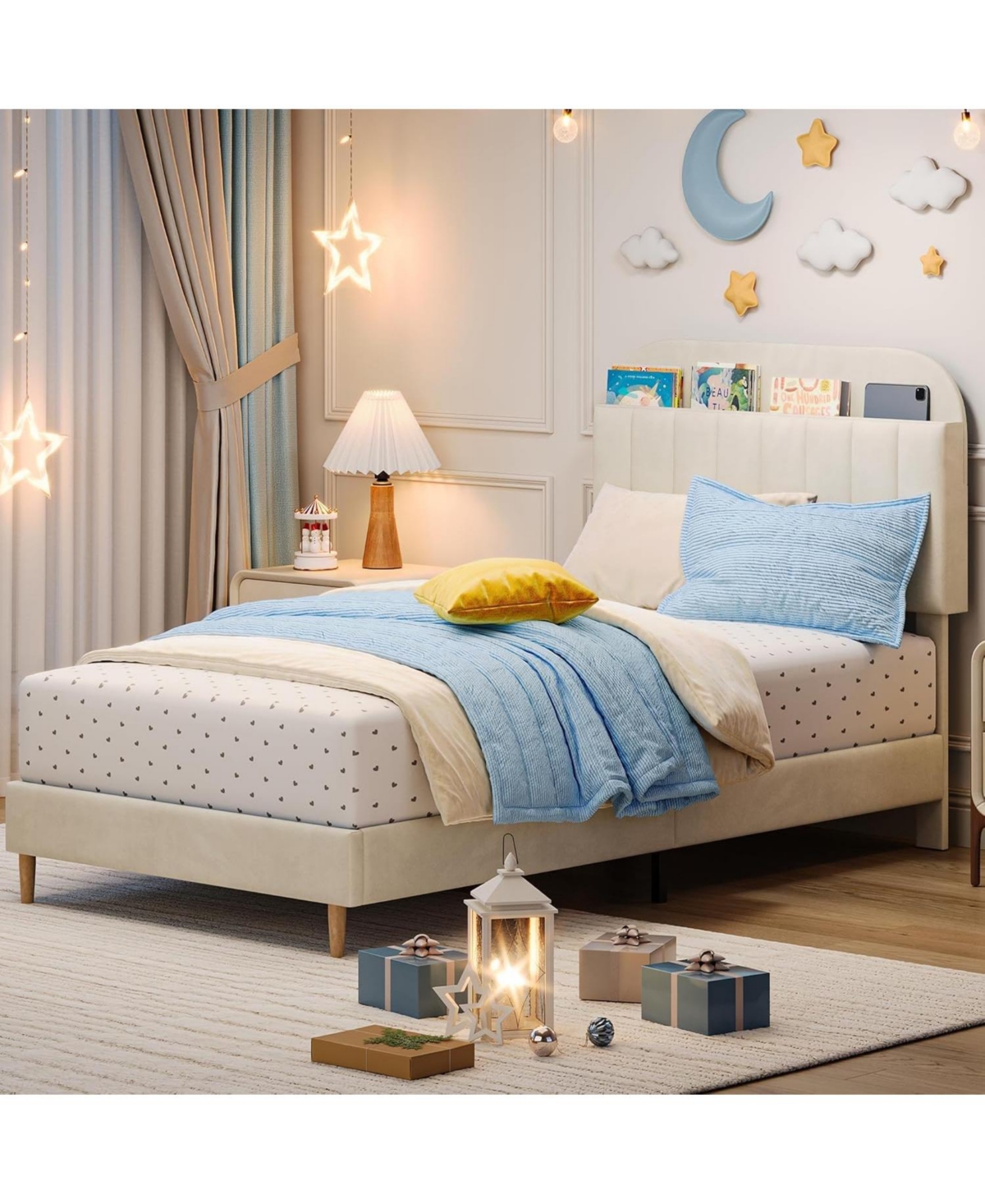 Click here for gaomon Twin Xl Velvet Upholstered Bed  Integrated... prices