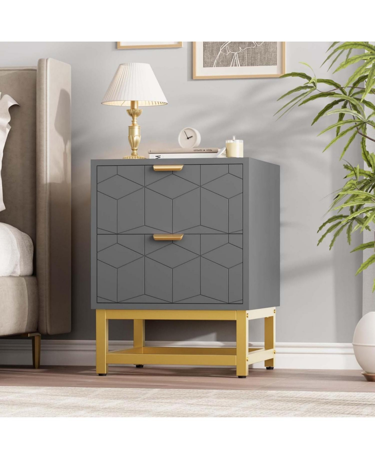 Click here for gaomon 2 Drawer Modern Small Nightstand Dresser  H... prices