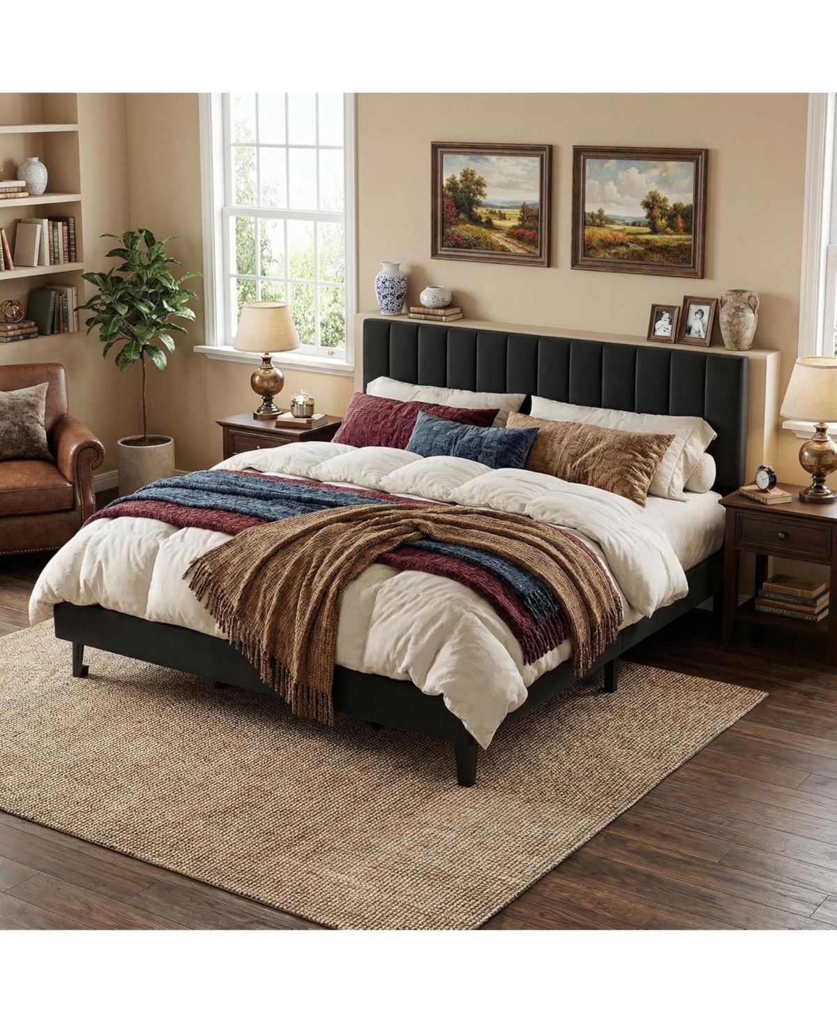 Click here for gaomon Upholstered Bed Frame with Vertical Channel... prices