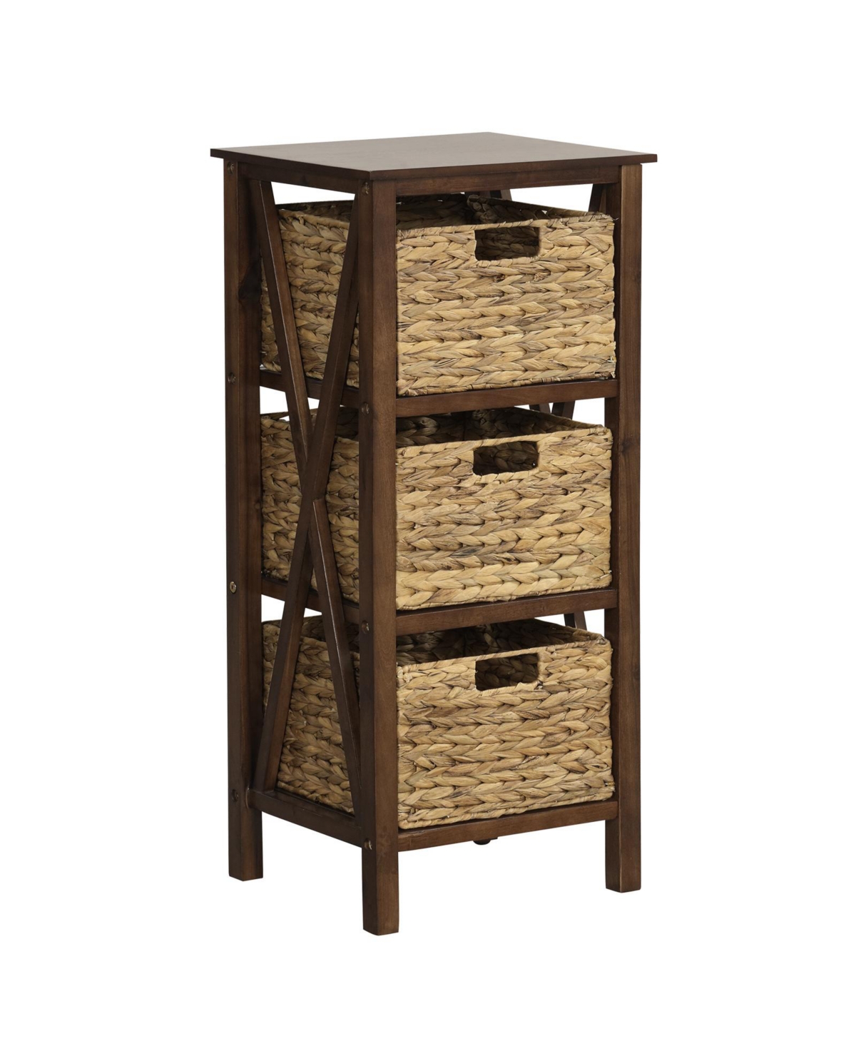 Click here for Gouun 3-Tier Narrow Nightstand with 2 Woven Basket... prices