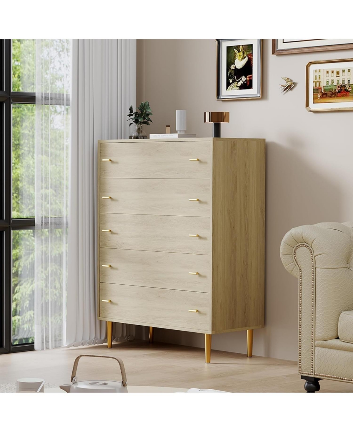 Click here for gaomon 44 Tall 5-Drawer Dresser  Vintage Design wi... prices