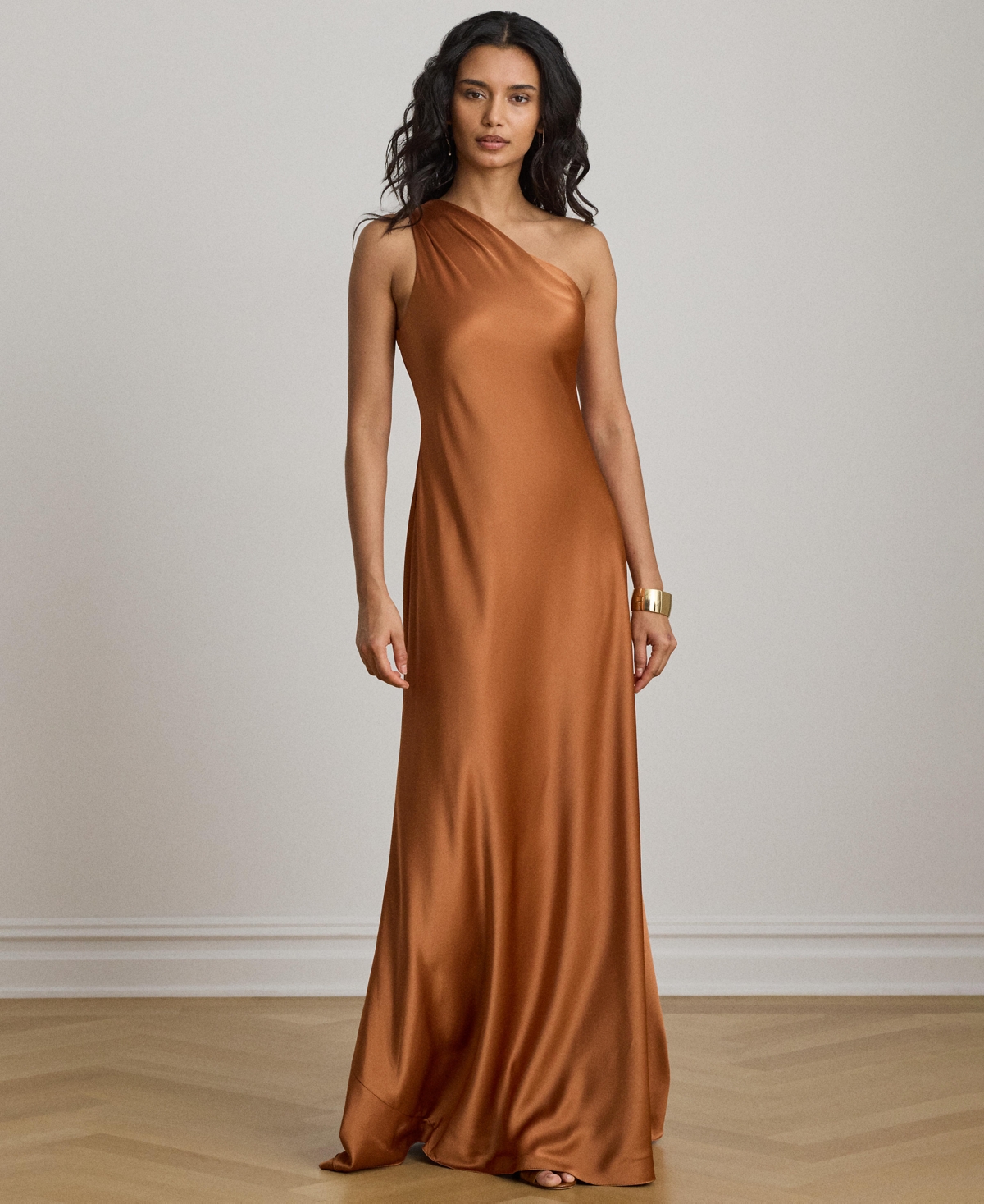 Click here for Lauren Ralph Lauren Satin Charmeuse One-Shoulder G... prices