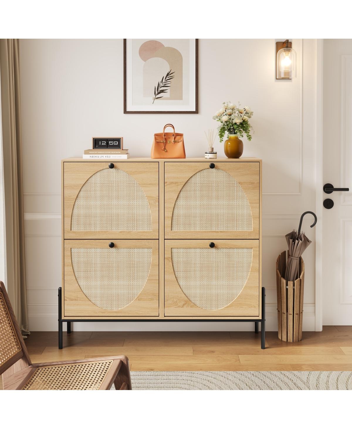 Click here for Streamdale Furniture Rattan Shoe Cabinet  4-Door F... prices