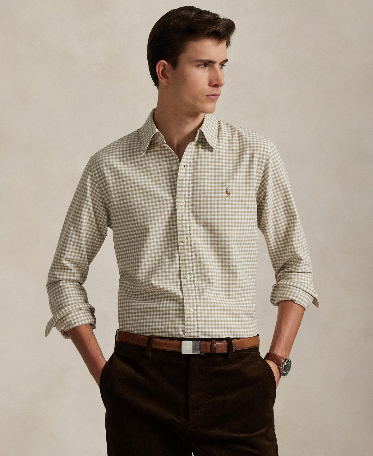 Click here for Polo Ralph Lauren Mens Custom-Fit Gingham Oxford S... prices