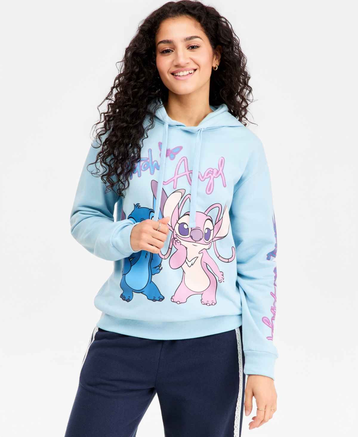 Click here for Stitch Juniors Stitch Angel Graphic Hoodie - Blue prices