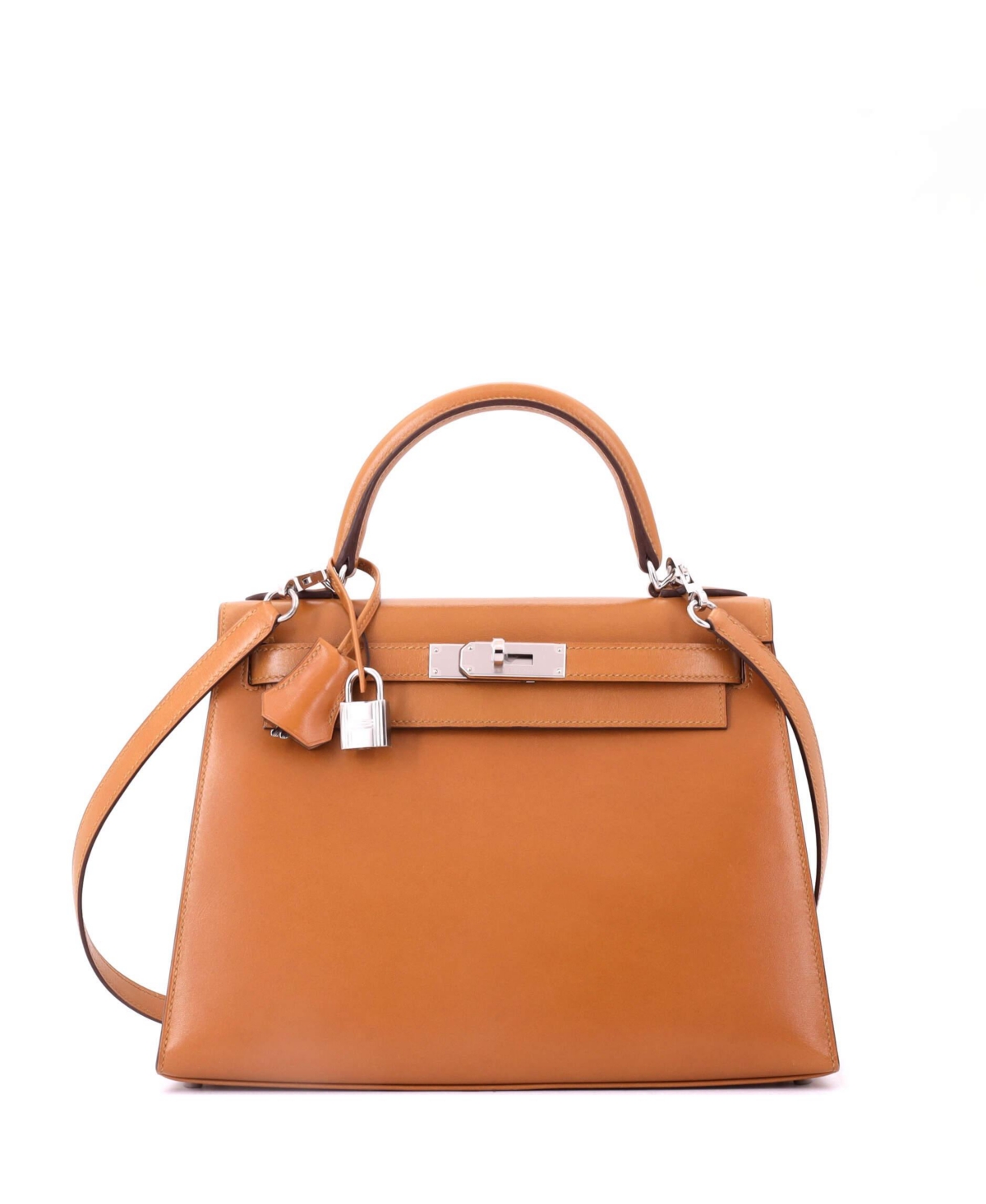 Click here for Pre-Owned Hermes Kelly 28 Handbag Brown Box Calf w... prices