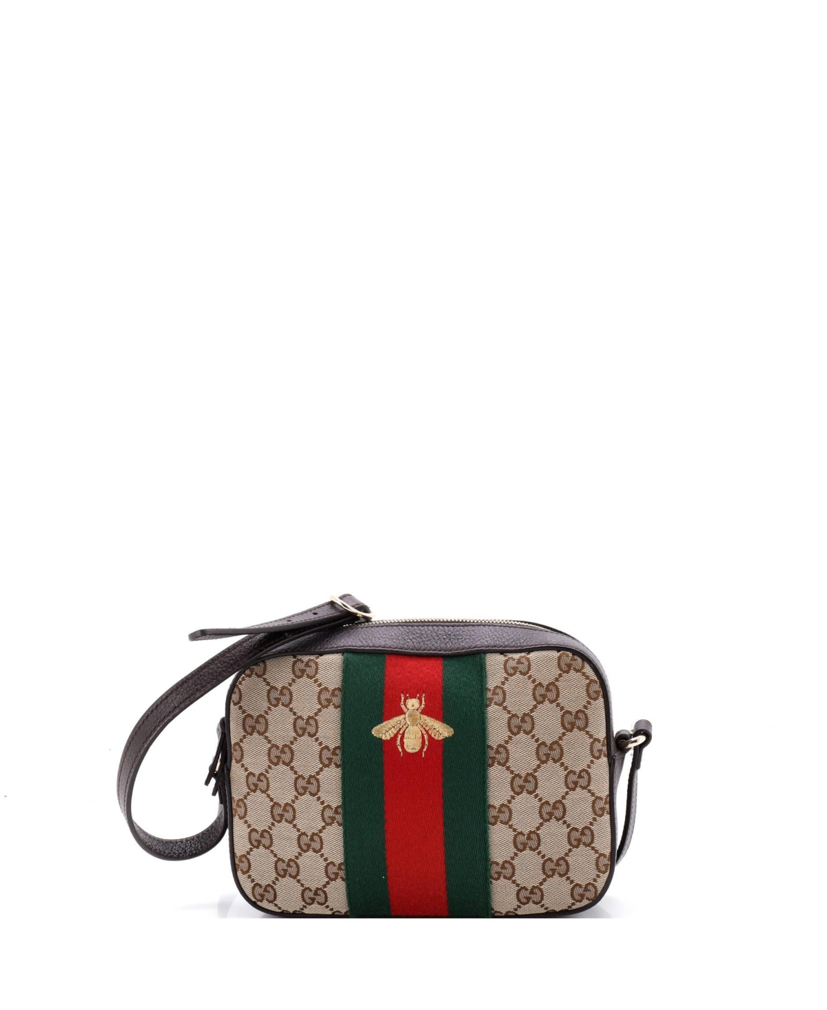 Click here for Pre-Owned Gucci Bee Web Camera Bag Gg Canvas - Bro... prices