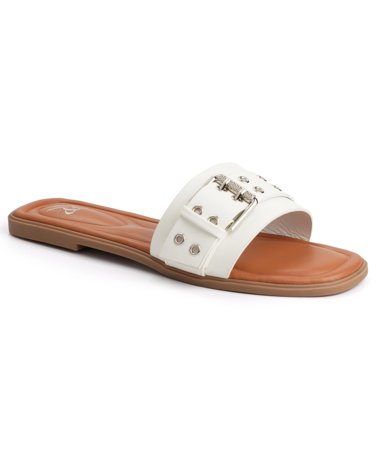 Click here for New York & Company Womens Rey Slides Sandals - Whi... prices