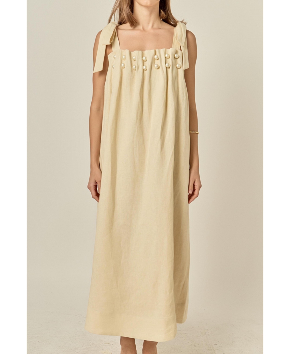 Click here for English Factory Womens Pearl Detailed Midi Linen D... prices
