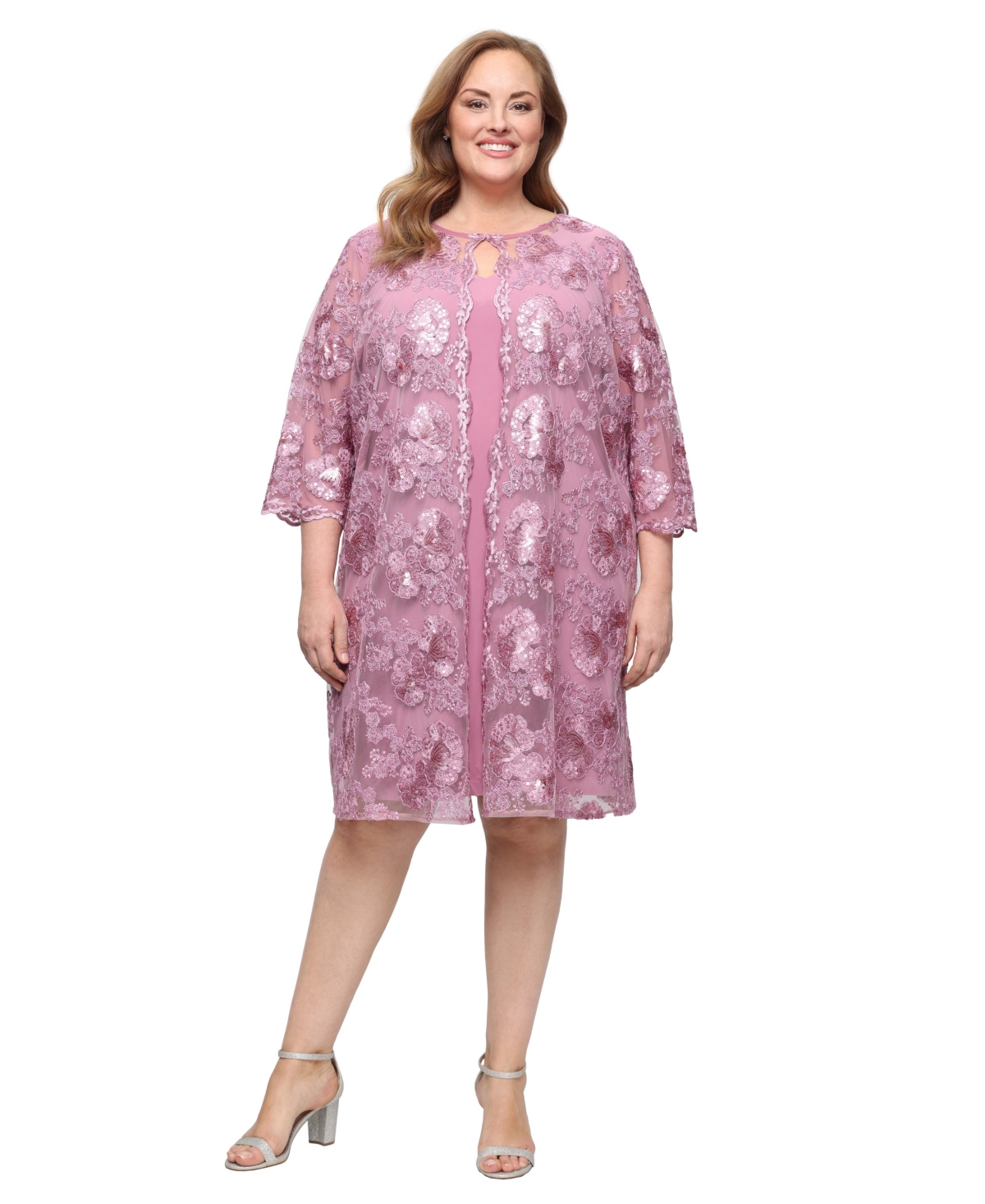 Click here for Alex Evenings Plus Size Scoop Neck Midi Dress - Da... prices