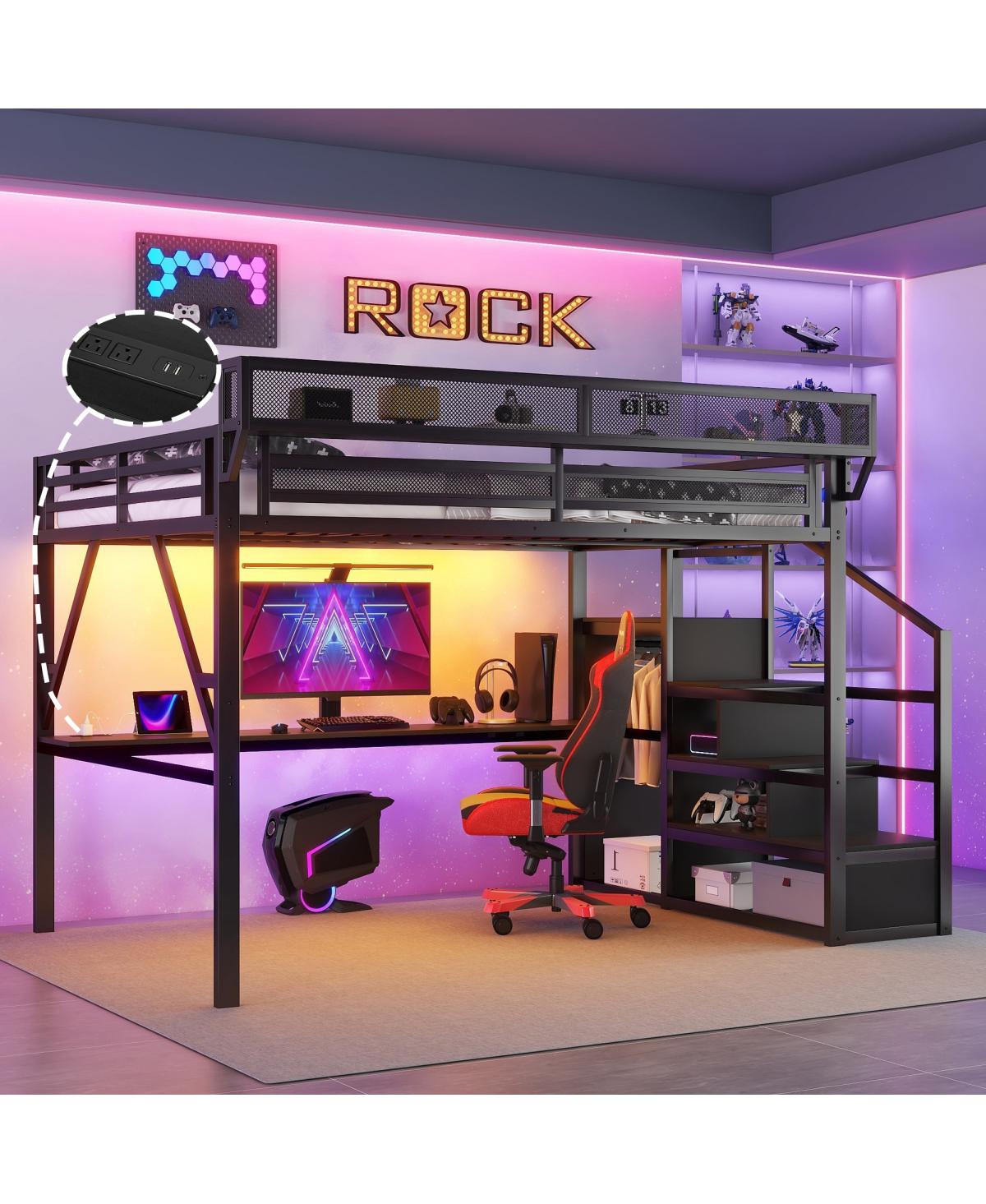 Click here for Streamdale Furniture Queen Metal Loft Bed w/Desk... prices