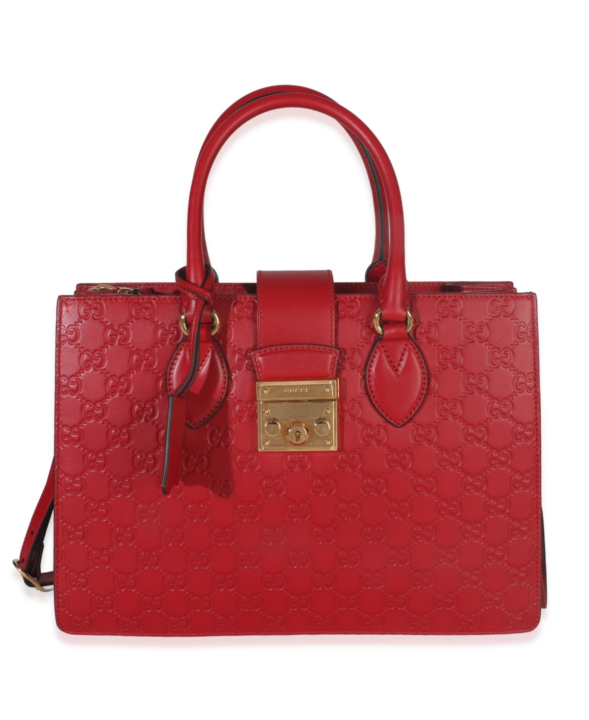 Click here for Pre-Owned Gucci Red Guccissima Signature Padlock D... prices