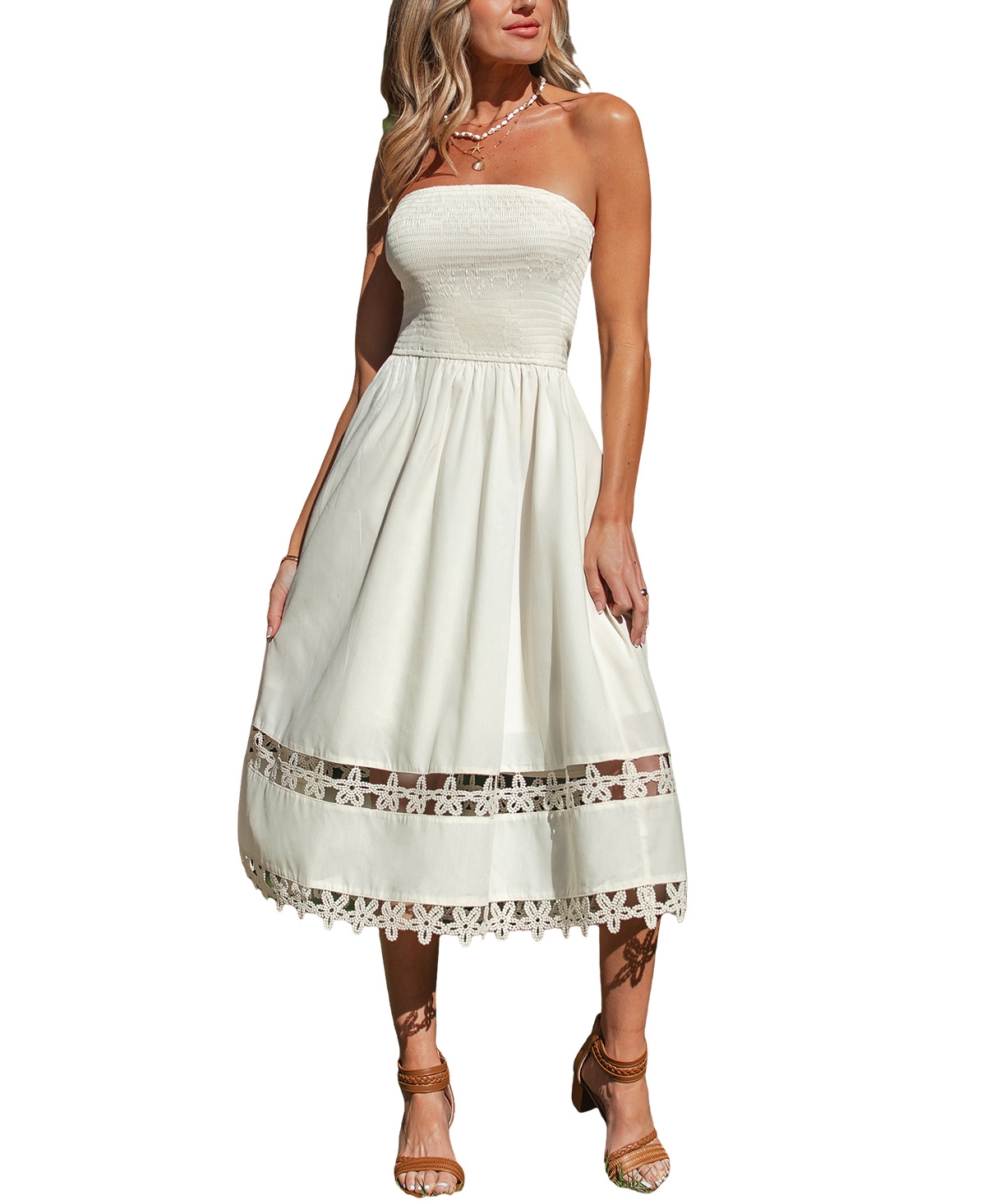 Click here for Cupshe Womens Vanilla Cream Midi Beach Dress - Whi... prices