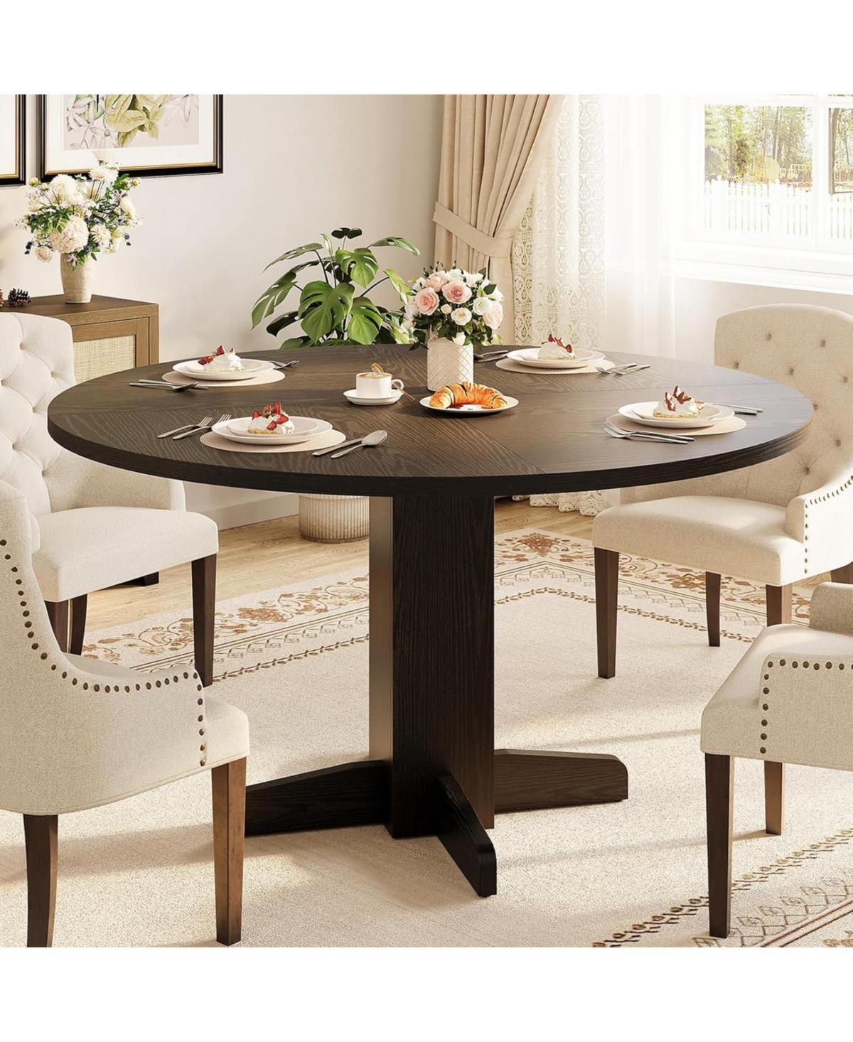 Click here for gaomon Round Dining Room Table for 4-6  47 Wood Ki... prices