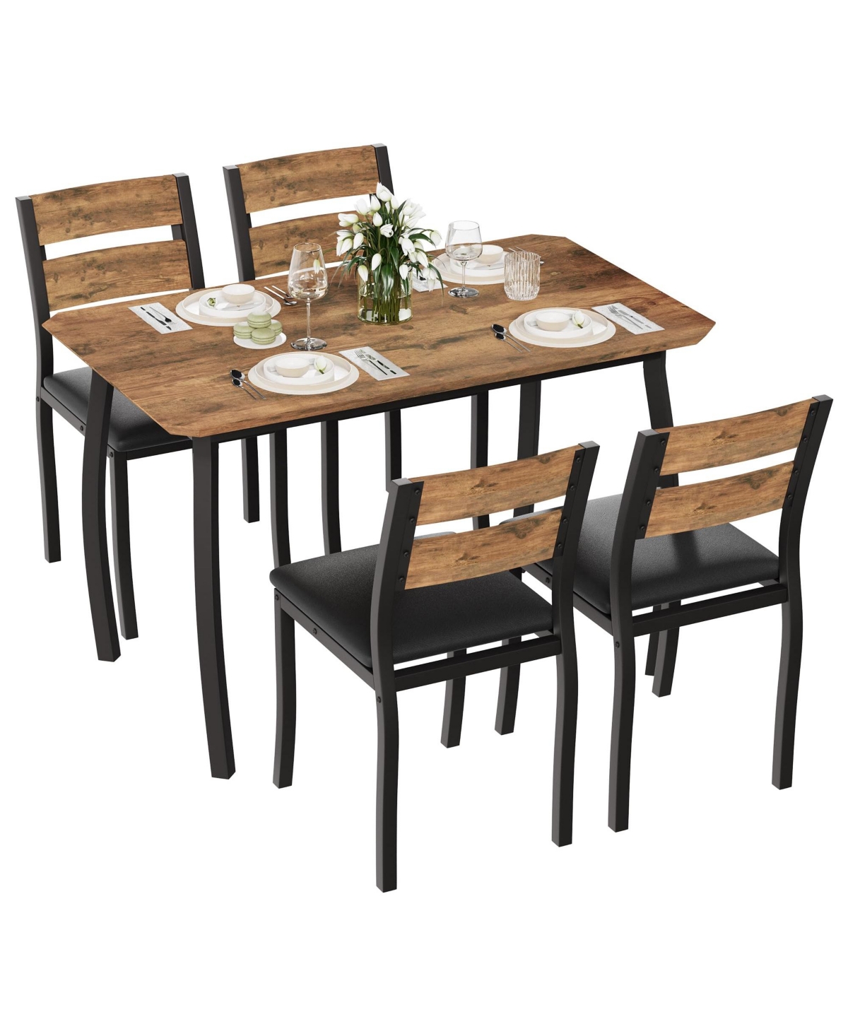 Click here for gaomon 5-Piece 4-Person Modern Metal and Wood Dini... prices
