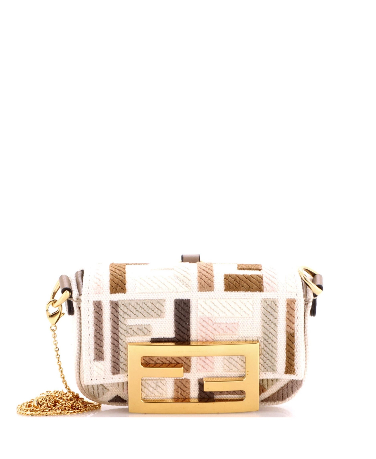 Click here for Pre-Owned Fendi Nano Chain Baguette Charm Bag Zucc... prices