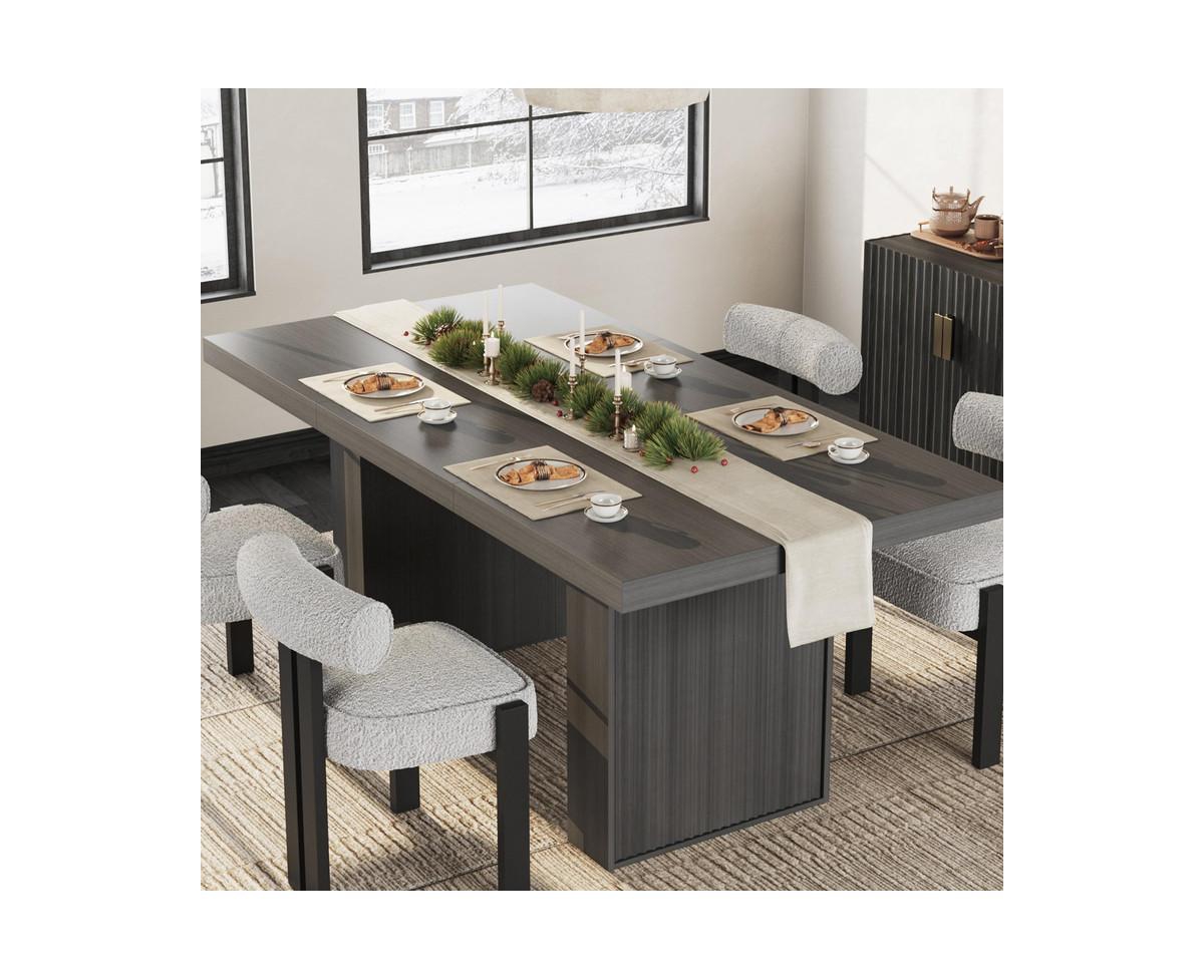 Click here for gaomon Modern Large Wooden Dining Table with Flute... prices