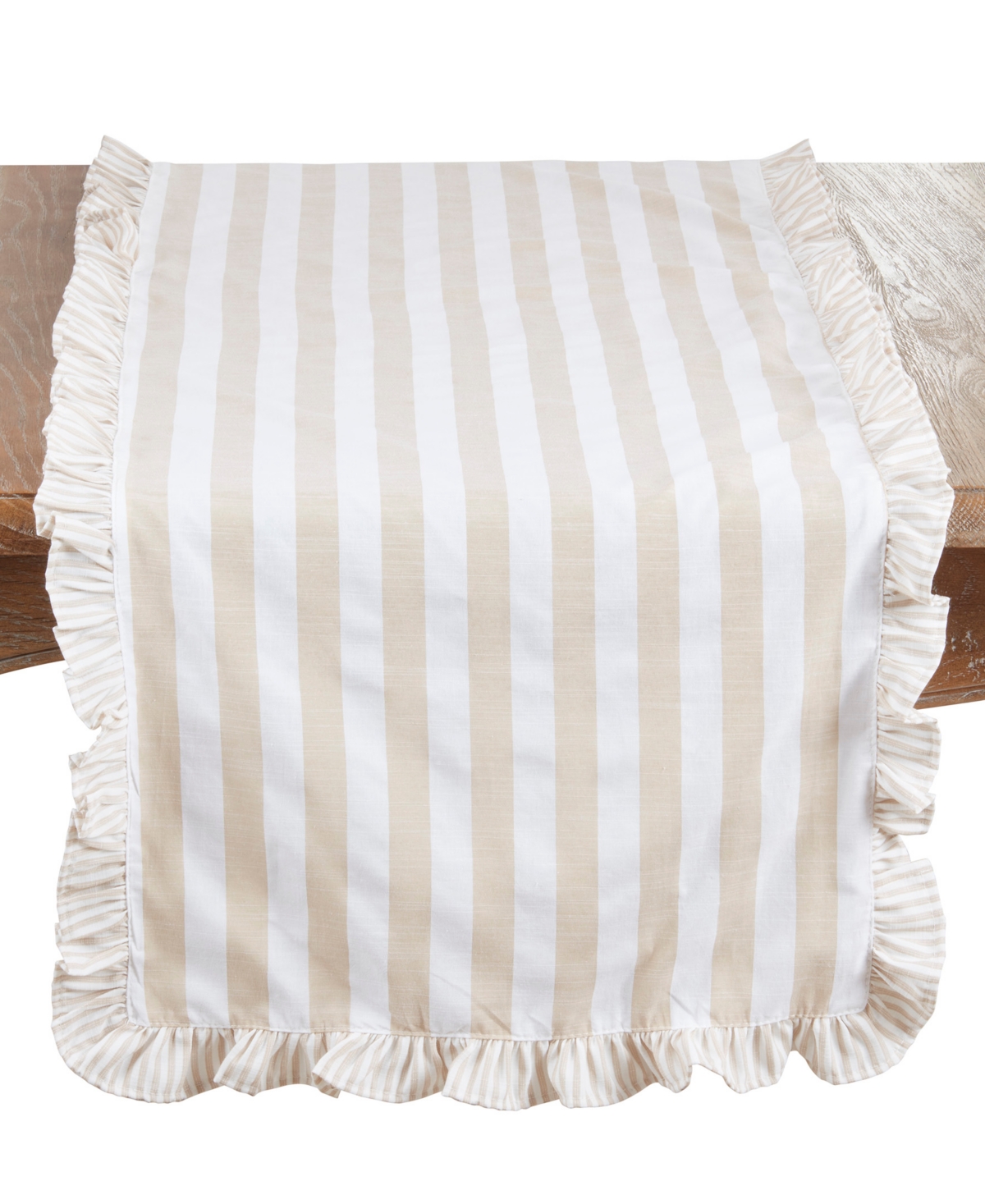Click here for Saro Lifestyle Striped Ruffle Edge Cotton Table Ru... prices