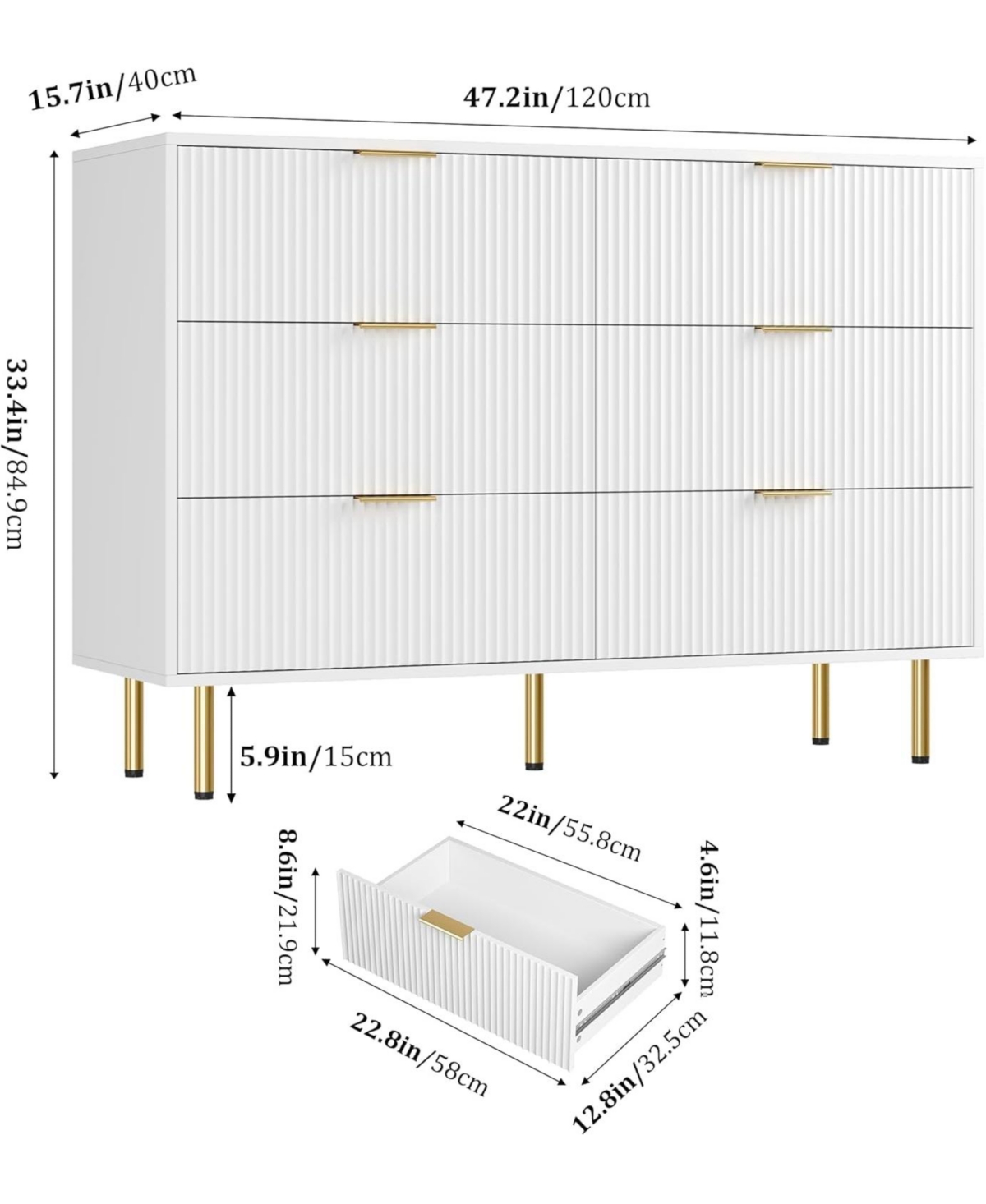 Click here for Gaomon 47 Wide 6-Drawer Fluted Dresser  Modern Woo... prices