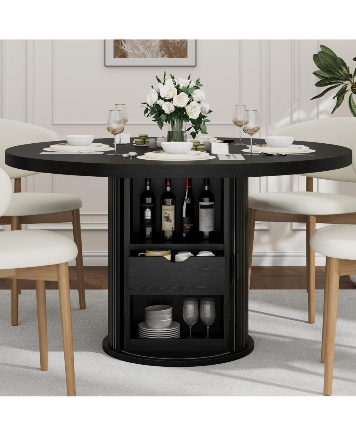 Click here for gaomon Round Dining Table  Kitchen Table with 3-La... prices