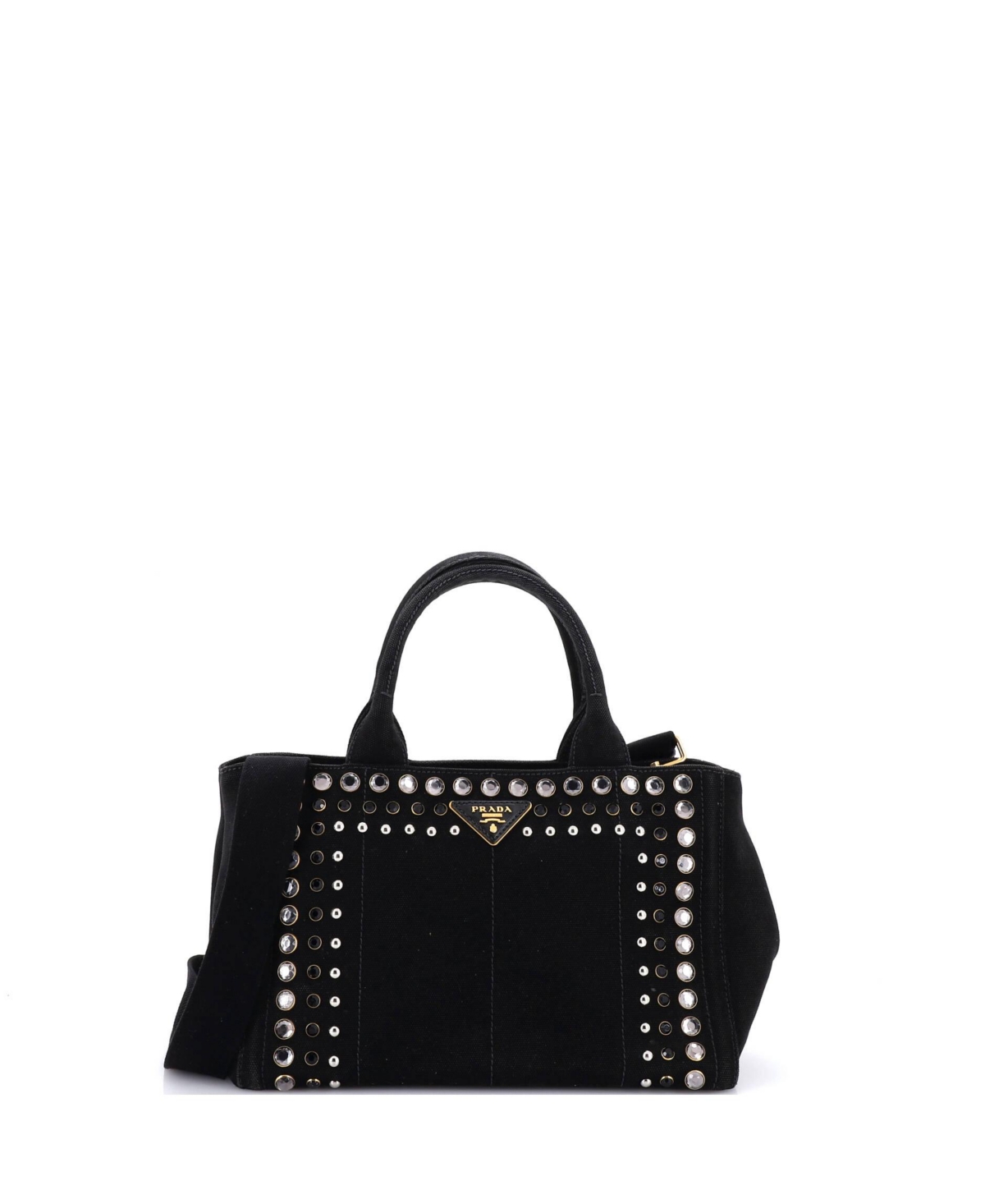 Click here for Pre-Owned Prada Mini Canapa Tote Rhinestone Embell... prices