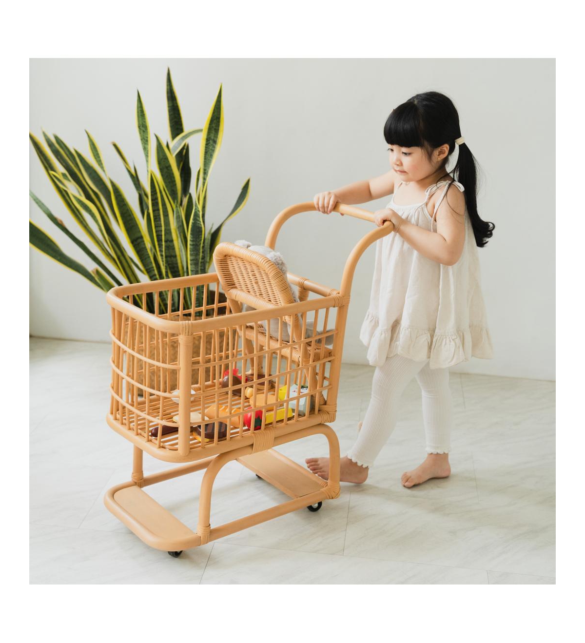 Click here for Handcrafted Rattan Kids Shopping Cart with Baby Se... prices