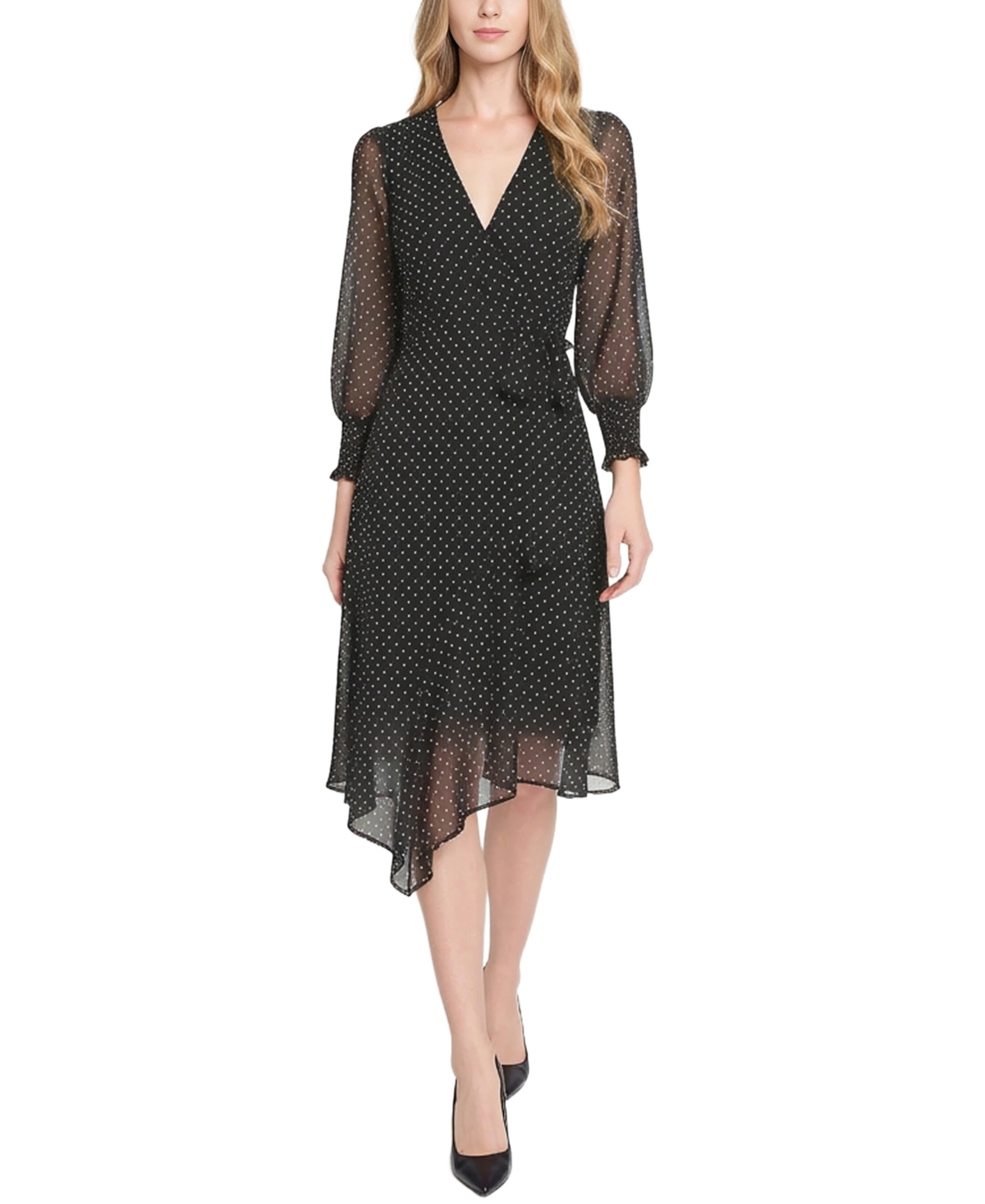 Click here for Ny Collection Petite 3/4 Sleeve Belted Chiffon Han... prices