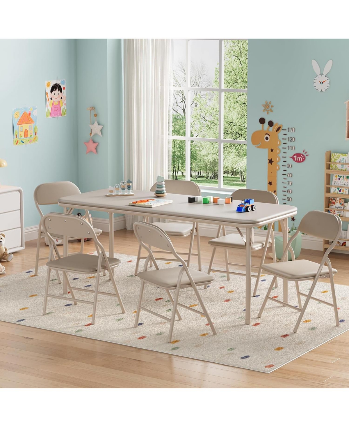 Click here for gaomon 7 Piece Boys Girls Folding Table and Chairs... prices