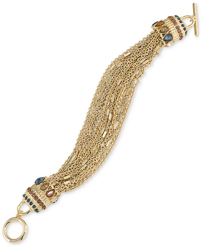 Carolee Gold-Tone Crystal-Enhanced Multi-Chain Toggle Bracelet ...