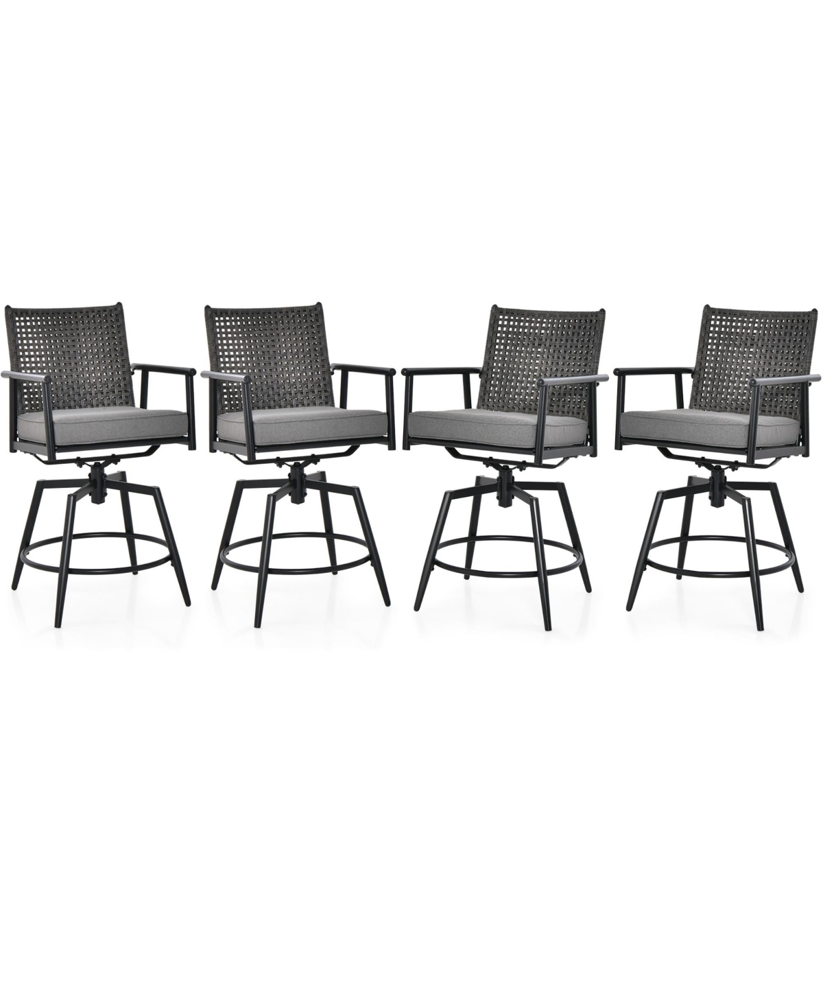 Click here for Gymax Patio Swivel Bar Stools Set of 4 Outdoor Cou... prices