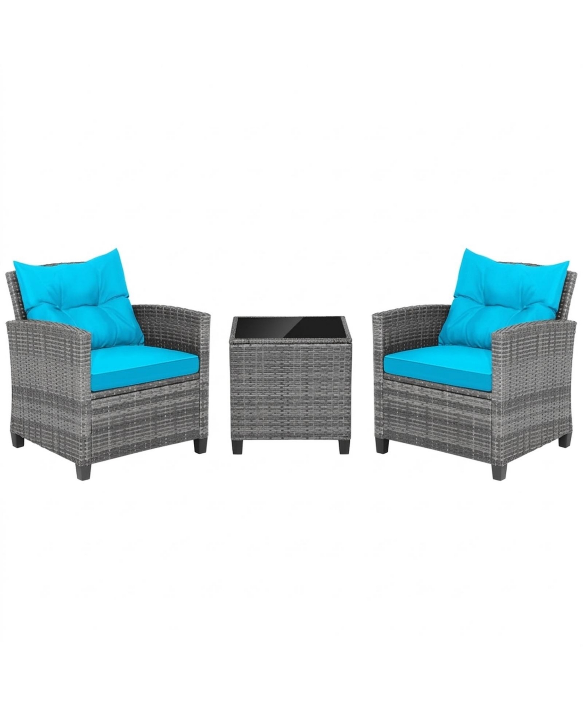 Click here for Gouun 3-Piece Wicker Conversation Set with Tempere... prices