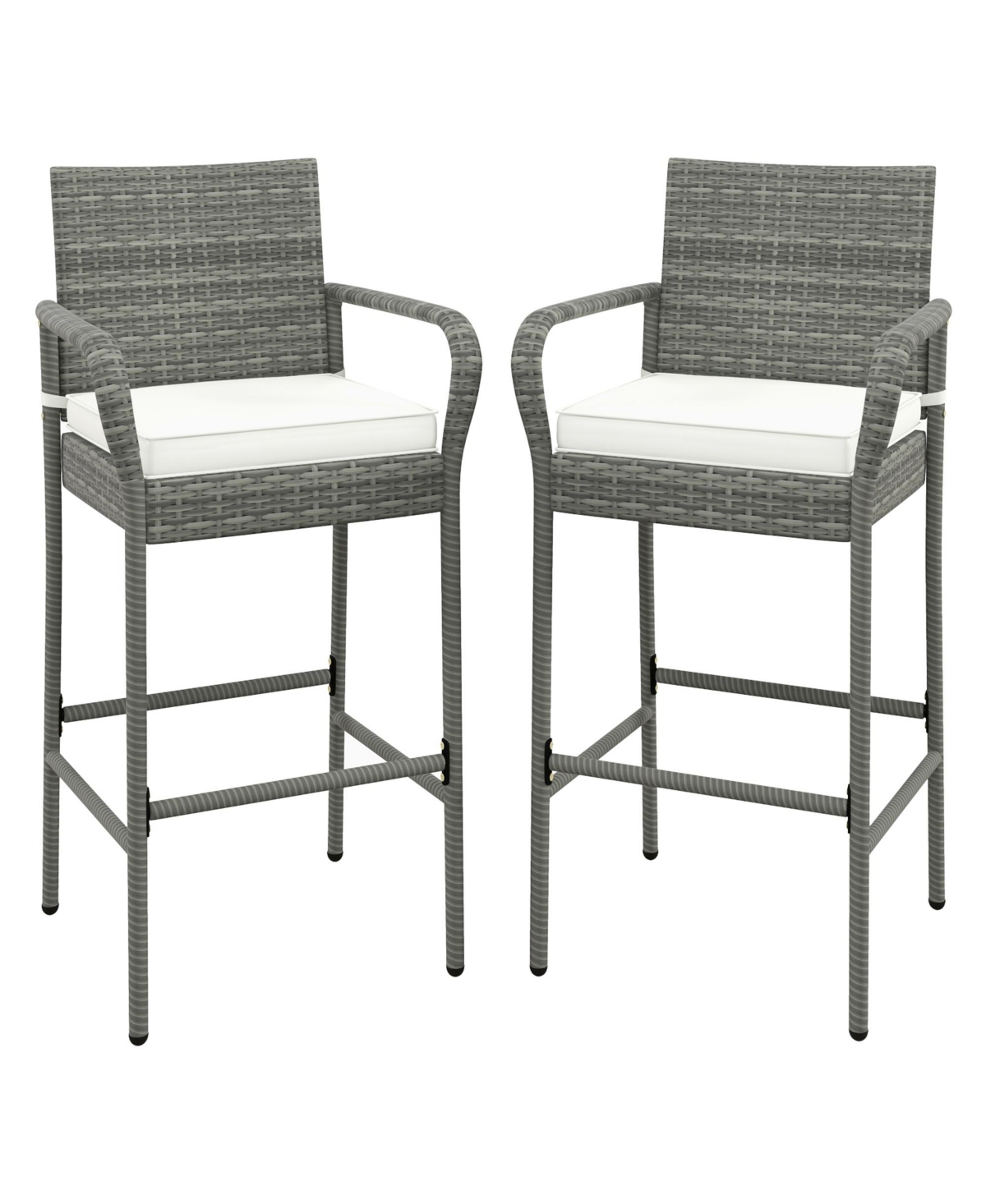 Click here for Gymax Set of 2 Rattan Patio Bar Stools Outdoor Bar... prices