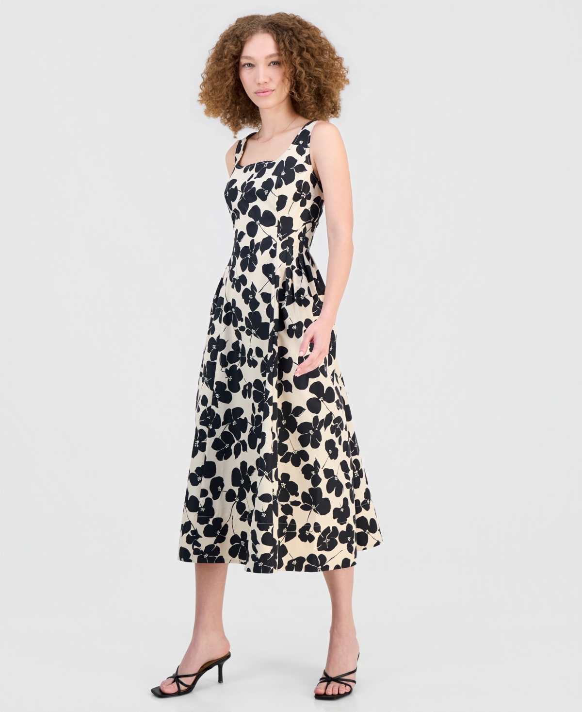 Click here for Robbie Bee Womens Square-Neck Sleeveless Midi Dres... prices