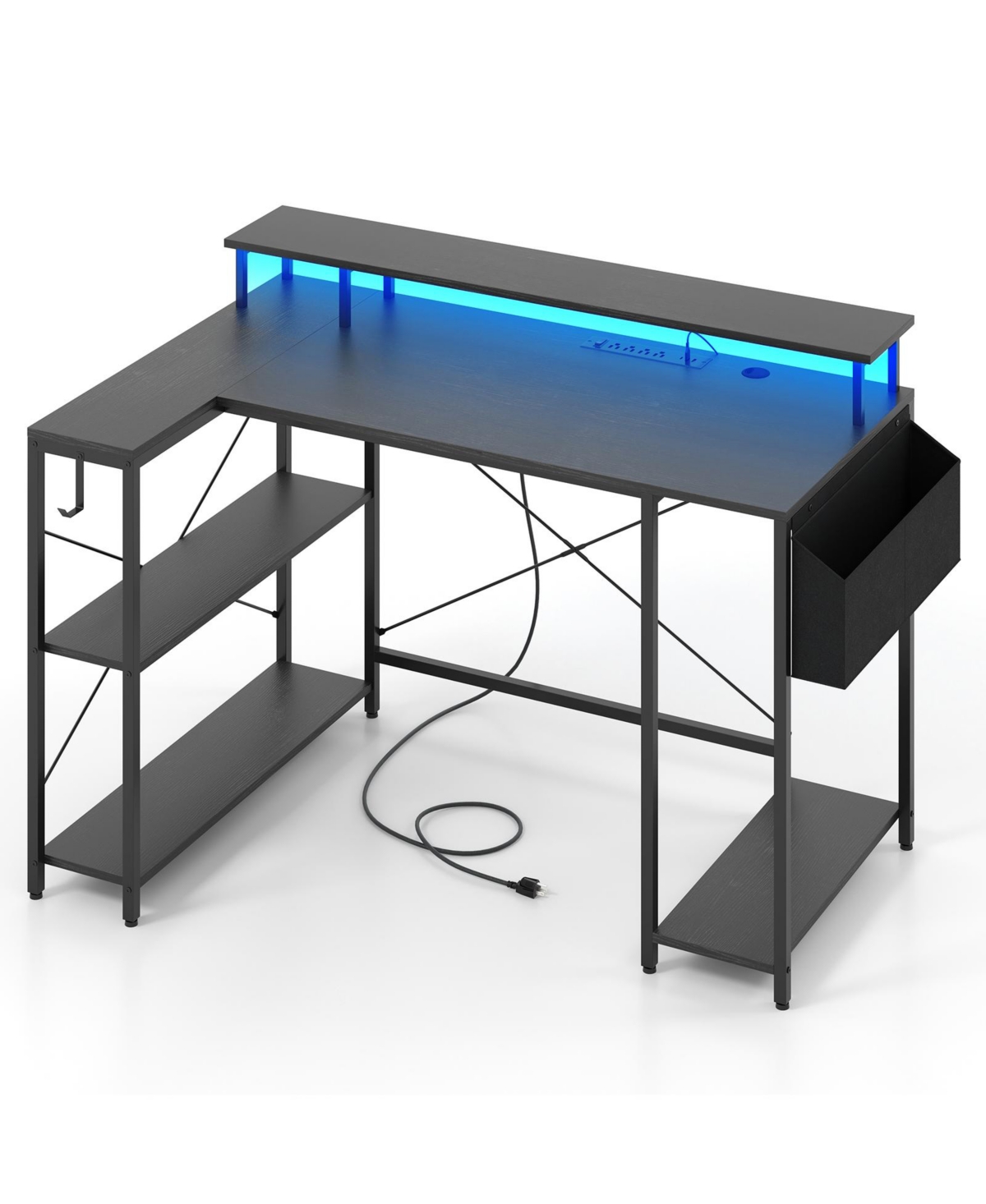 Click here for Gouun L-Shaped Gaming Desk with Led Lights and Pow... prices