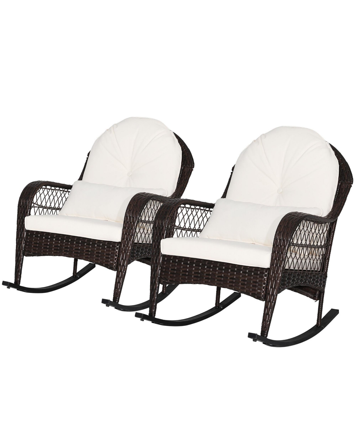 Click here for Gymax 2PCS Patio Wicker Rocking Chair Seat Cushion... prices