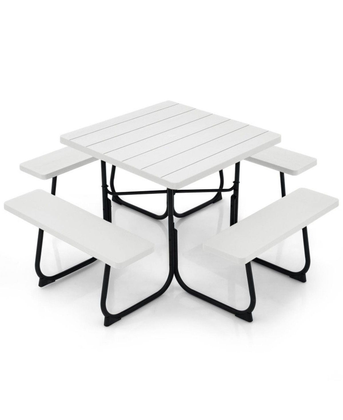 Click here for Gouun Square Outdoor Picnic Table with 4 Built-in... prices