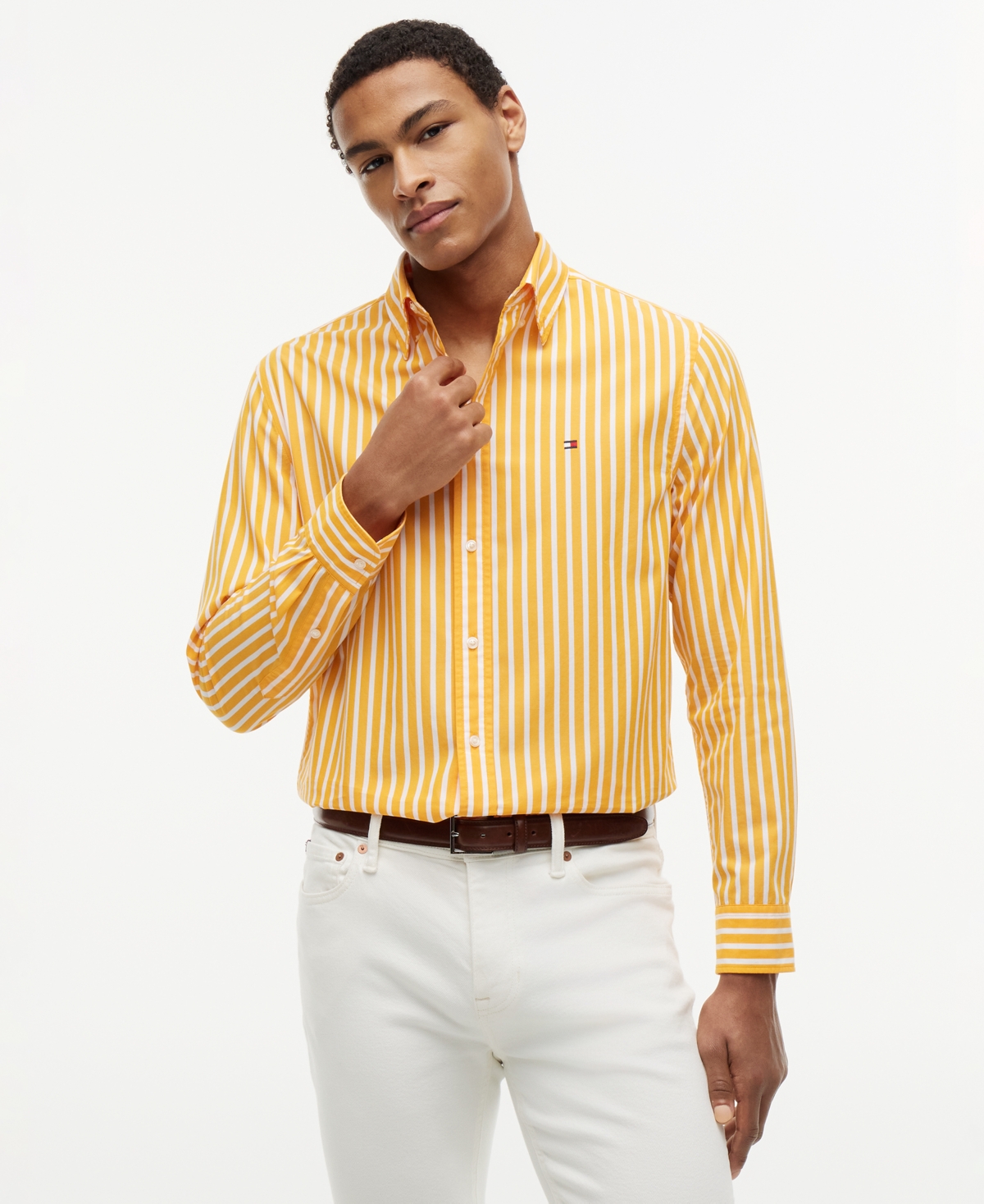 Click here for Tommy Hilfiger Mens Flex Poplin Stripe Shirt - Ora... prices