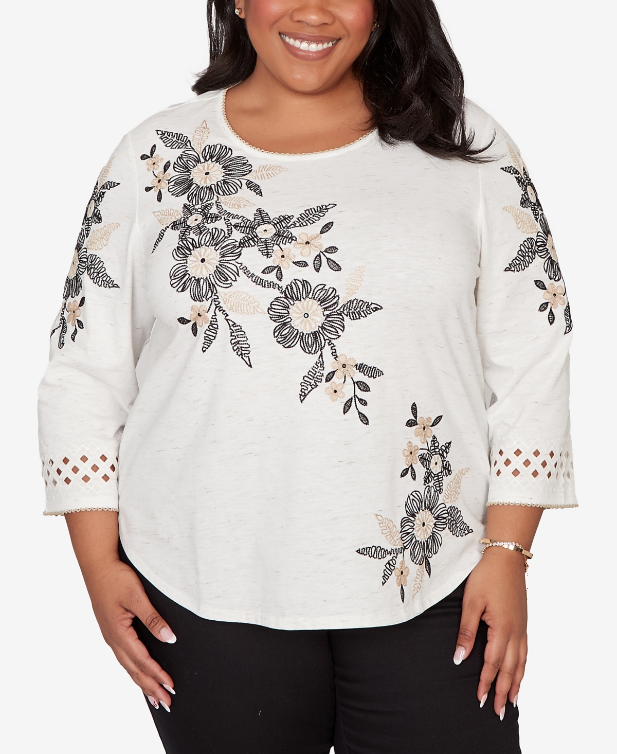 Click here for Alfred Dunner Plus Size Detail Driven Floral Embro... prices