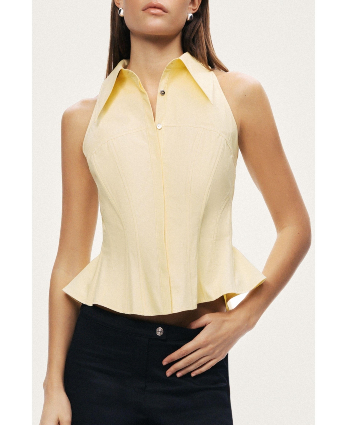 Click here for Nocturne Womens Sleeveless Sculpted Shirt - Yellow prices