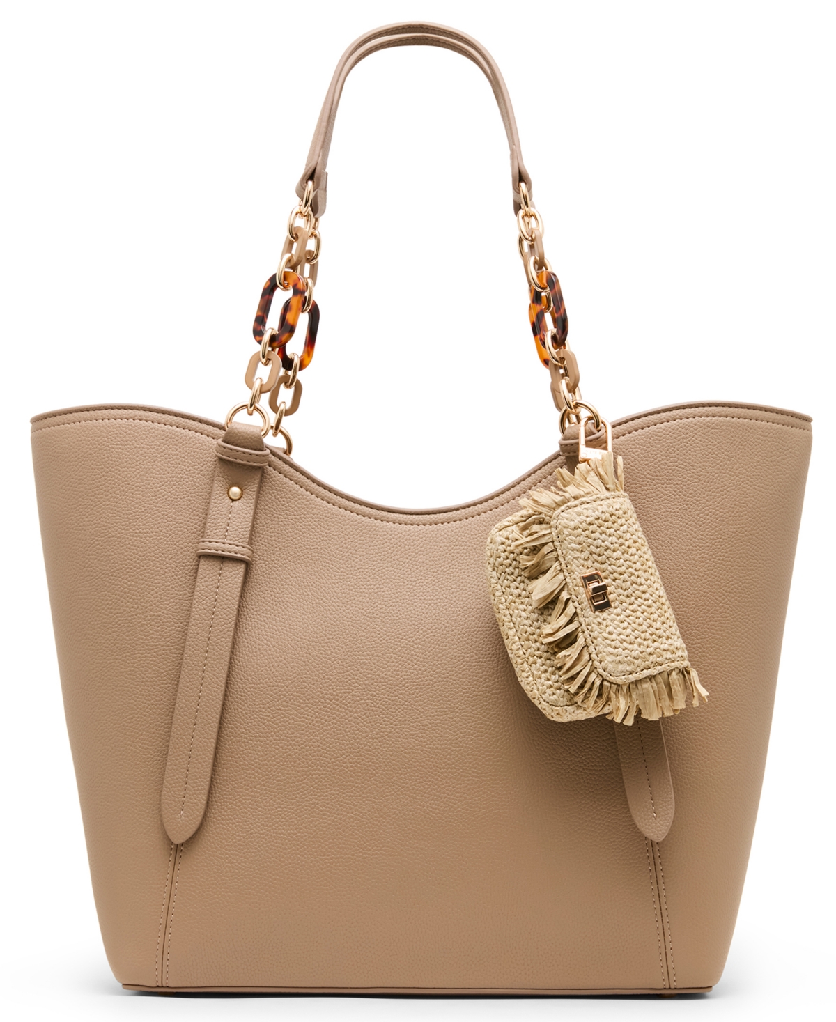 Click here for Anne Klein Medium Tortoise Chain Tote Handbag - Be... prices