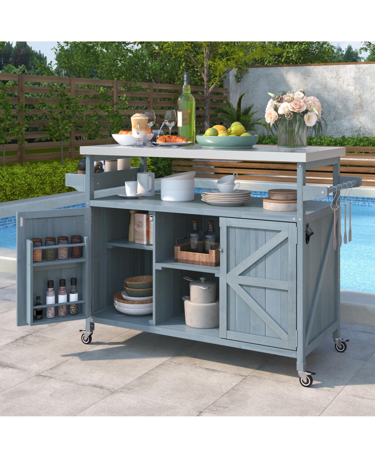 Click here for sumyeg Outdoor Kitchen Island and Rolling Bar Cart... prices